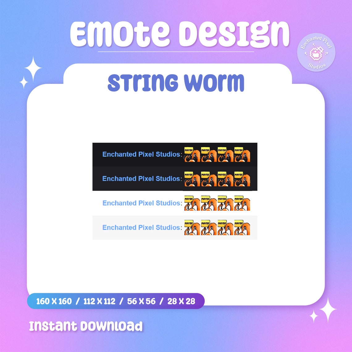 Twitch Meme Vote Emote String Worm Meme Emoji Cute Kawaii Chibi Orange ...
