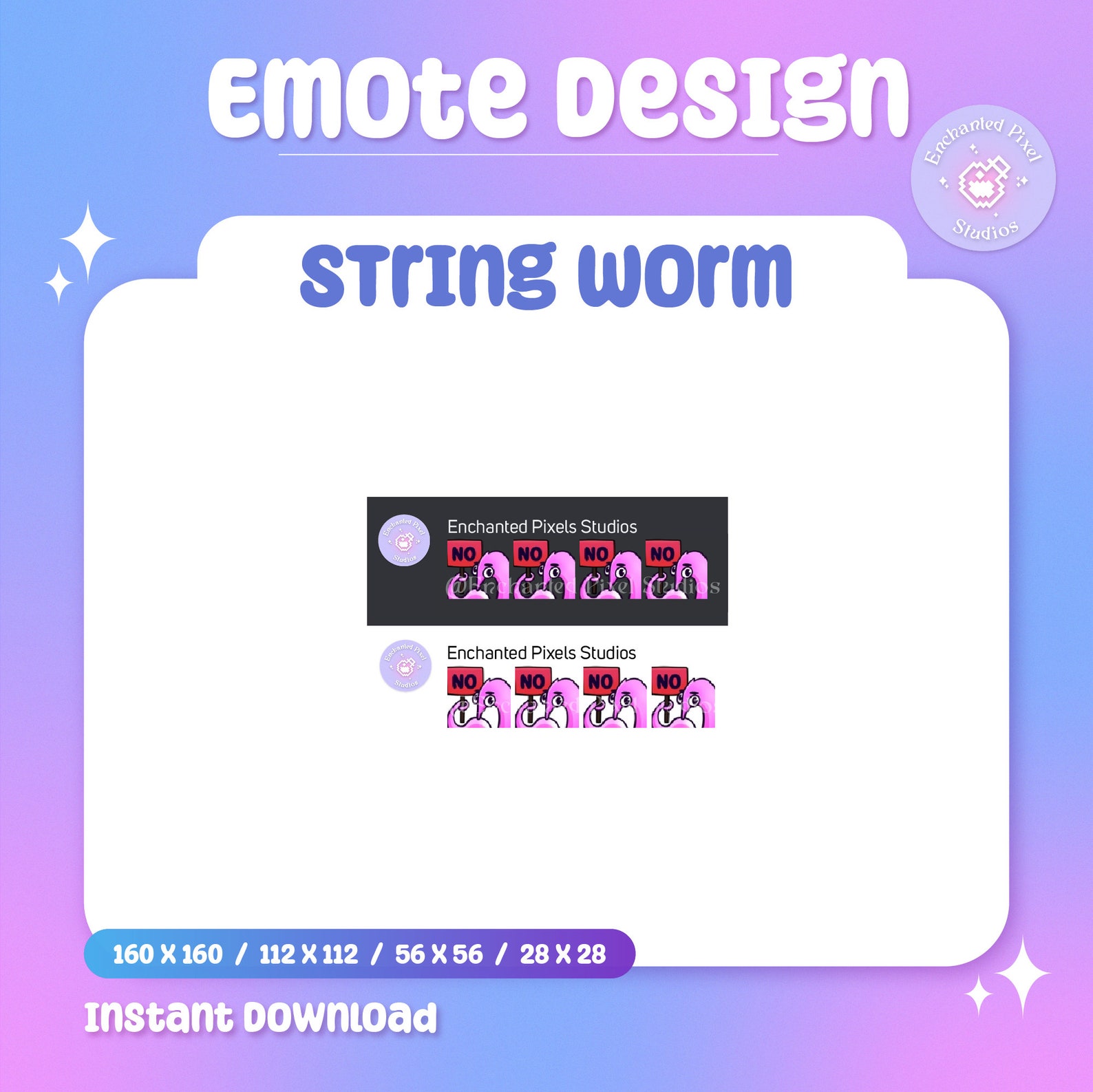 Meme Funny Twitch Emote Pink String Worm Emoji for Discord Kick Youtube ...