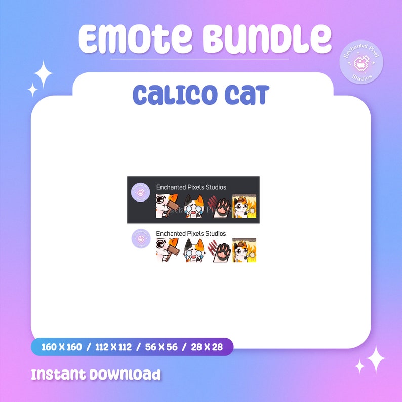 Cute Cat Twitch Emote Pack Video Games Calico Cat Emojis for - Etsy