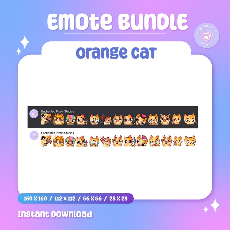 Cute Orange Tabby Cat Twitch Emotes 13 Kawaii Cute Cat Emote Pack ...