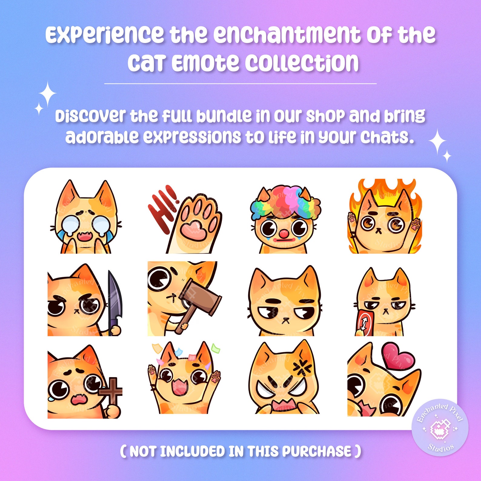 Sus Unimpressed Orange Tabby Cat Twitch Sub Emote | Streamer Kitty Neko ...