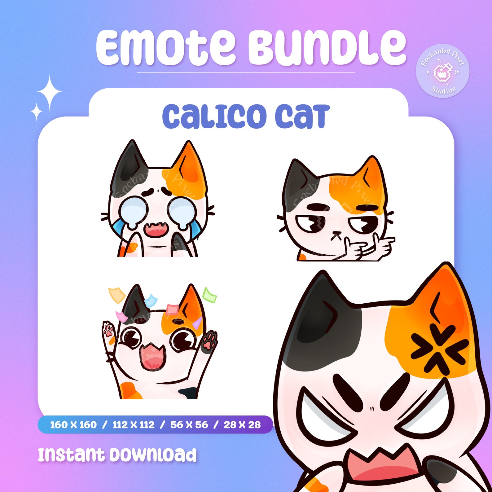 Calico Cat Meme Emote Twitch Pack Crying Cat Emote Hype - Etsy