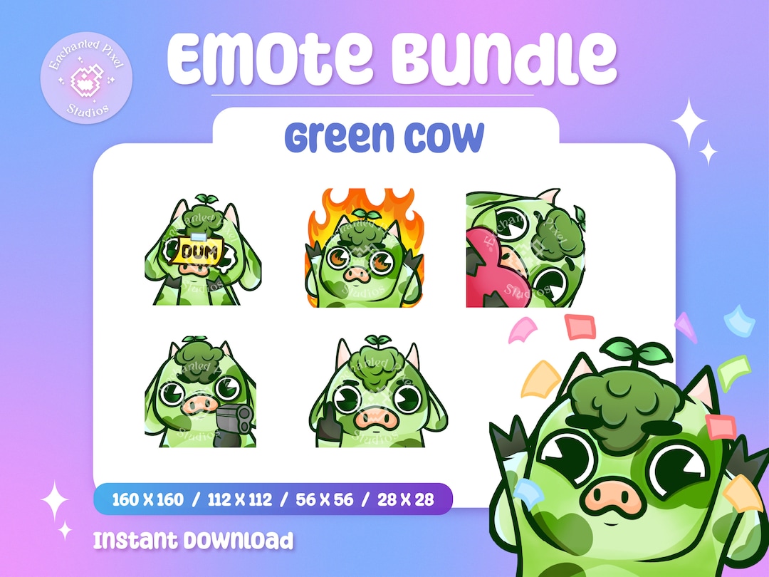 Kawaii Emote Pack | Twitch Cute Emotes | Cow Emotes | Funny Emotes ...