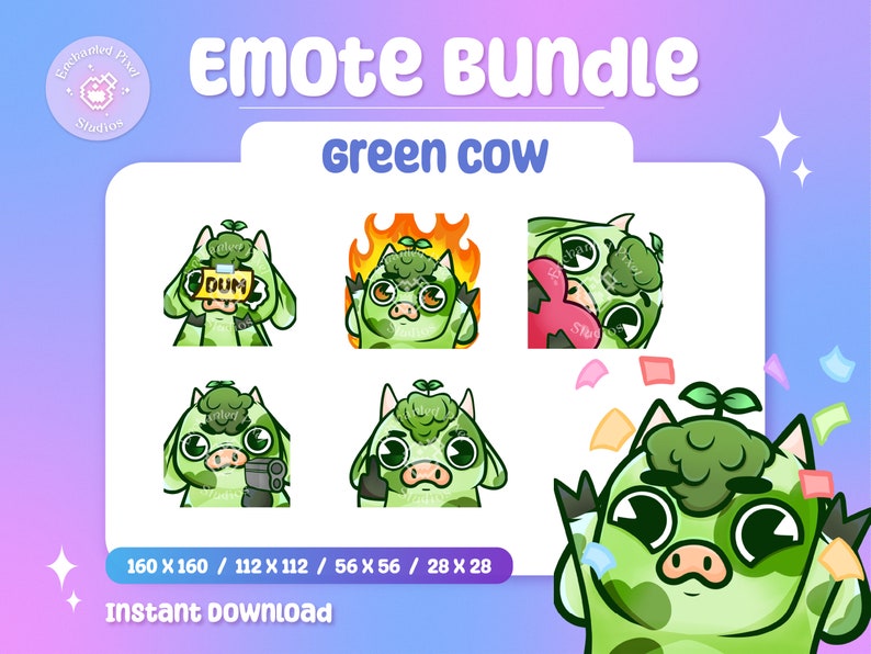 Kawaii Emote Pack | Twitch Cute Emotes | Cow Emotes | Funny Emotes ...
