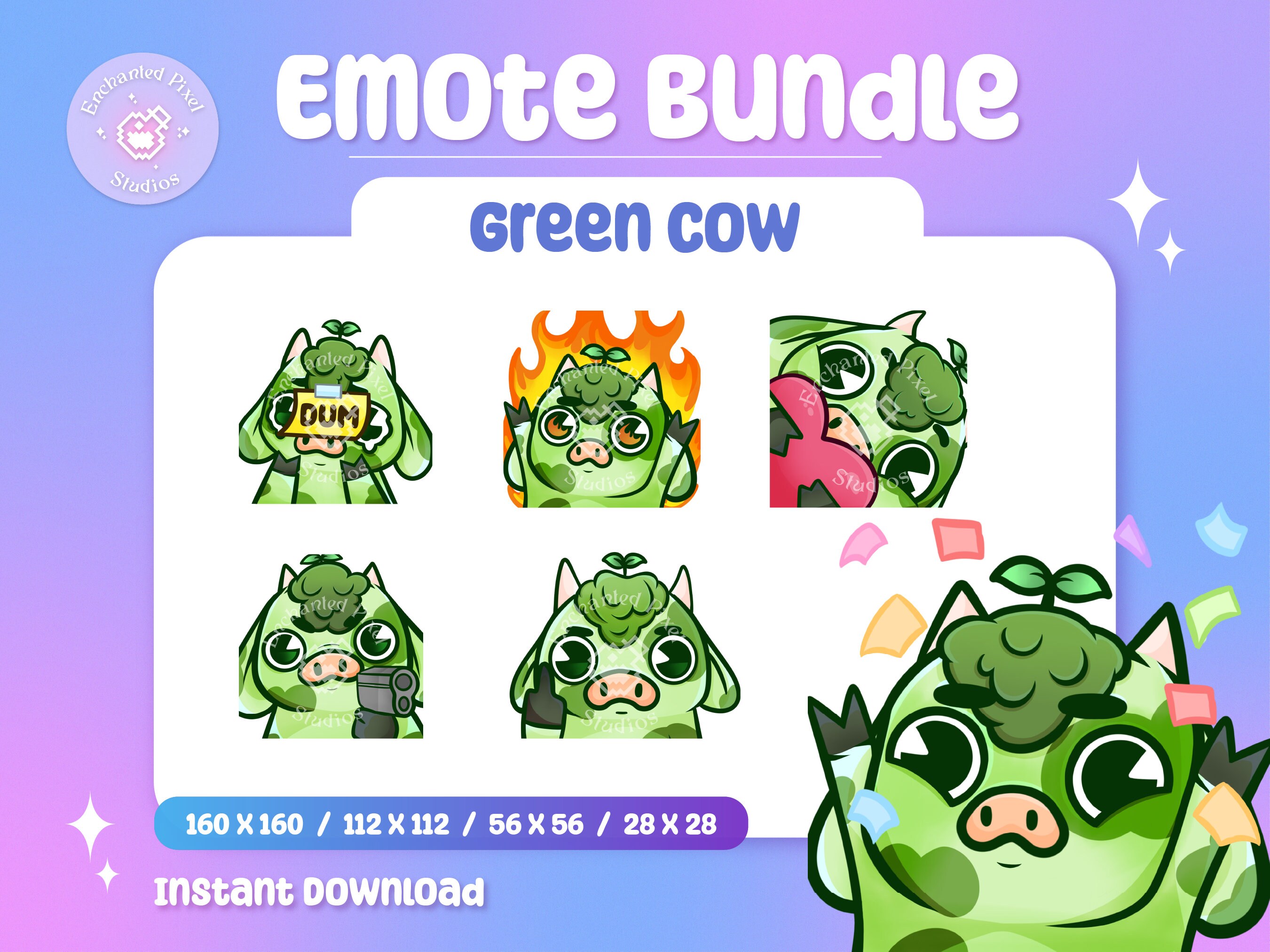 Kawaii Emote Pack Twitch Cute Emotes Cow Emotes Funny - Etsy