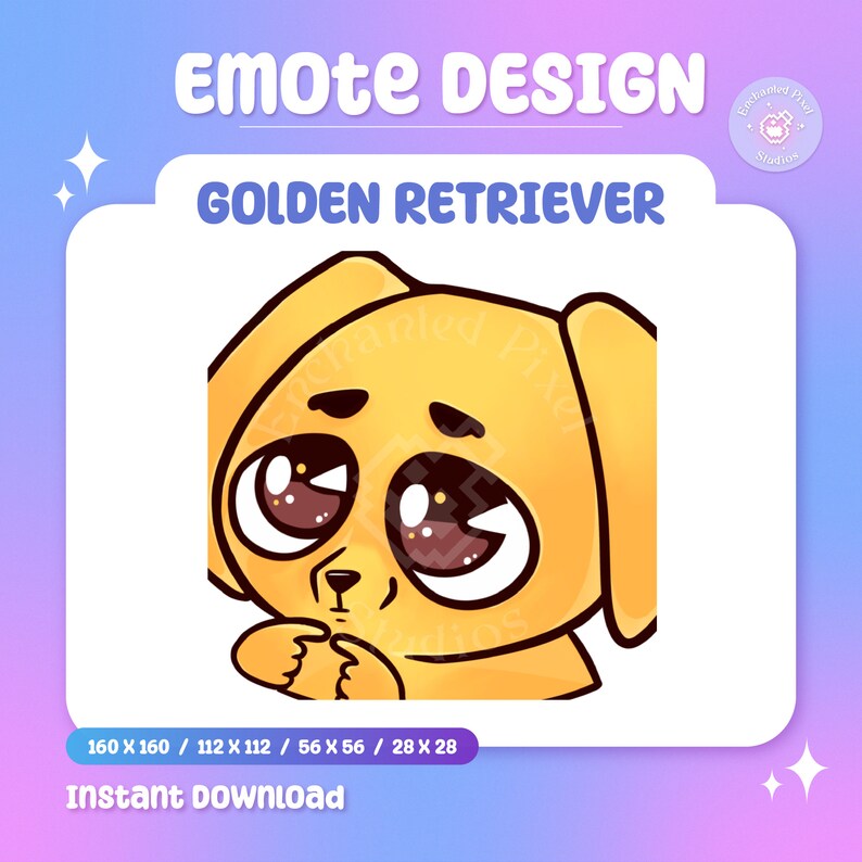 Golden Retriever Twitch Emote Cute Chibi Dog Emote for Discord Kick ...