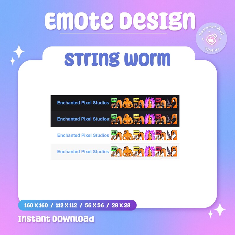 Meme String Worm Emote Pack 6 Orange String Worm Twitch Sub Emotes ...