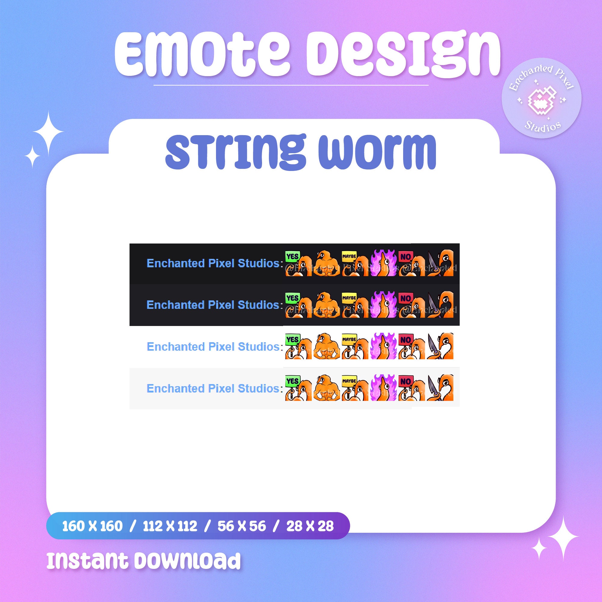 Meme String Worm Emote Pack 6 Orange String Worm Twitch Sub Emotes ...