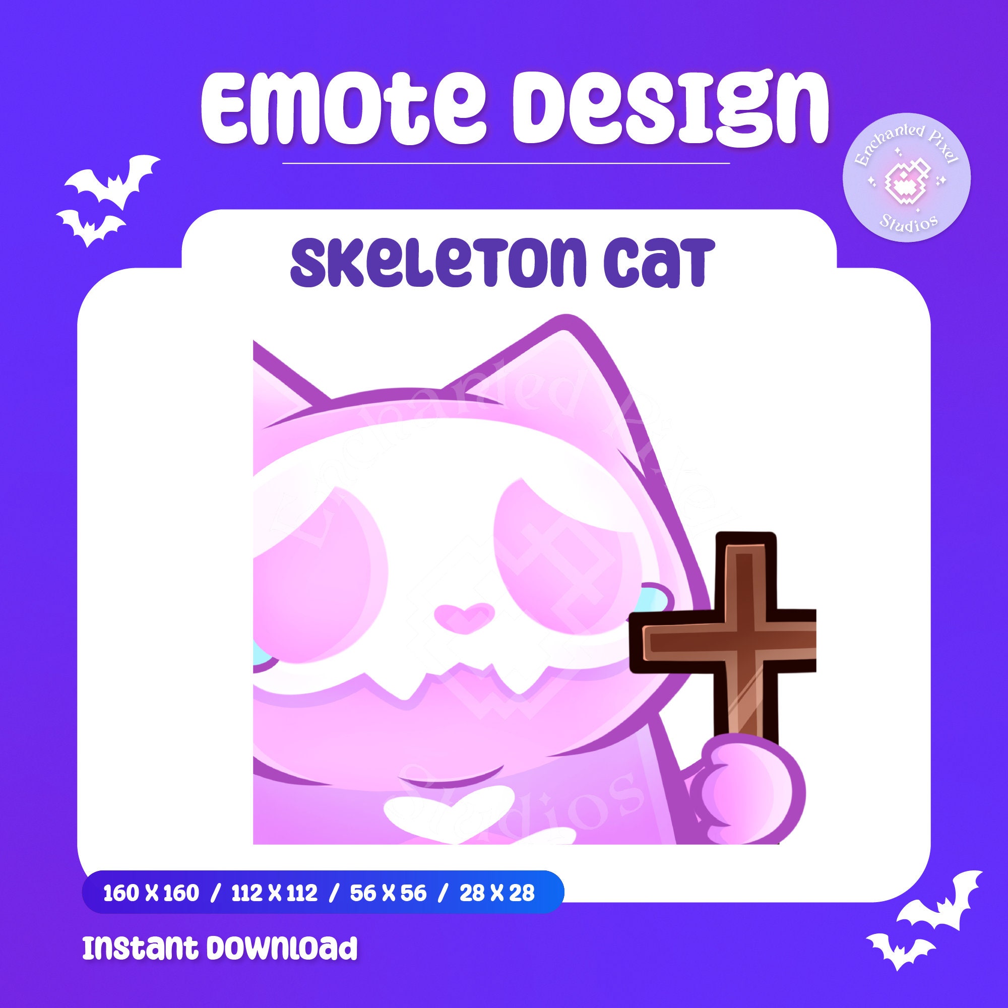 Cute Chibi Pastel Pink Tabby Cat Twitch Emote | Horror Stream Meme ...