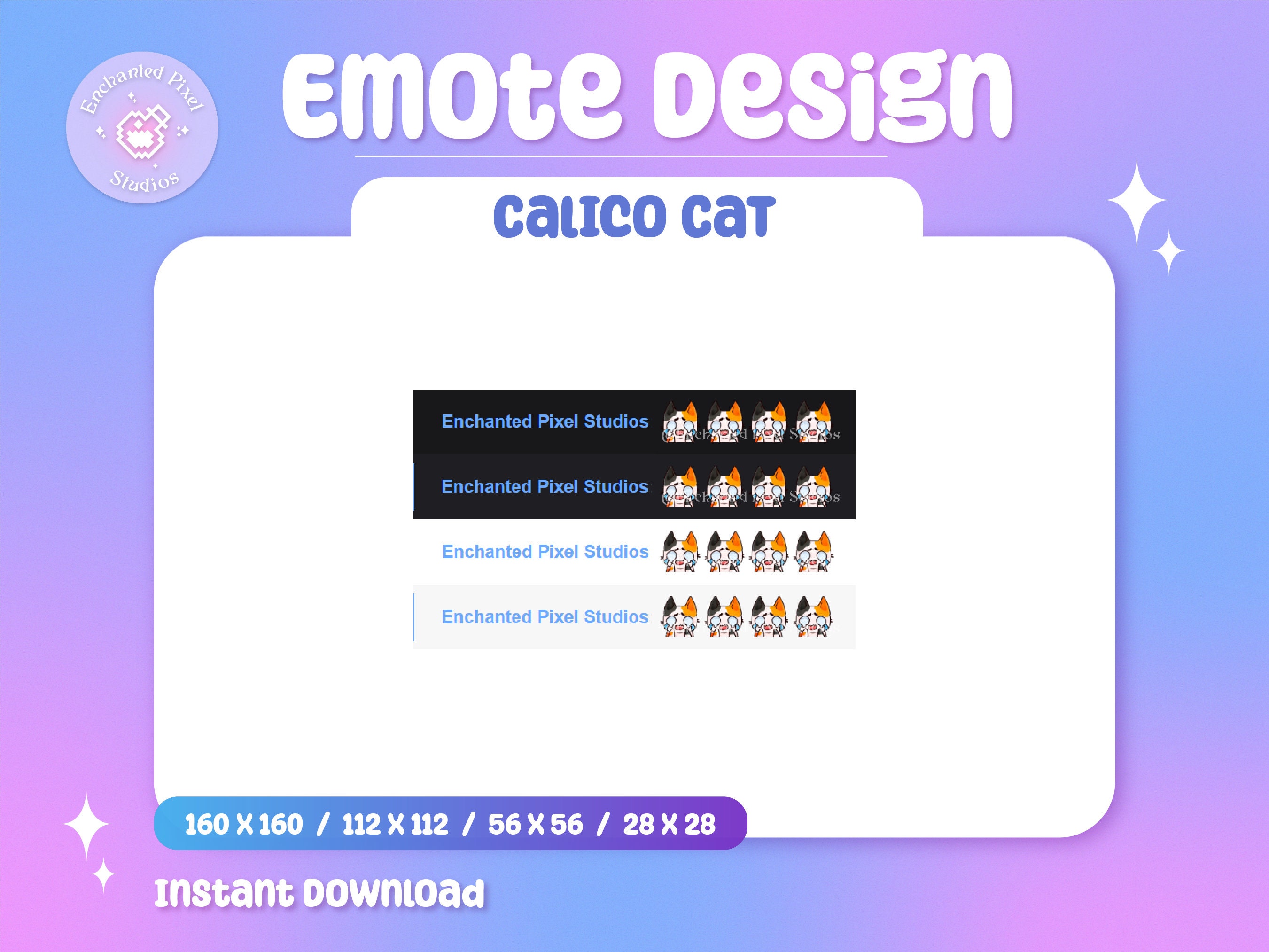 Kawaii Crying Cat Emote Cute Calico Cat Emote Twitch Cry Emote Discord ...