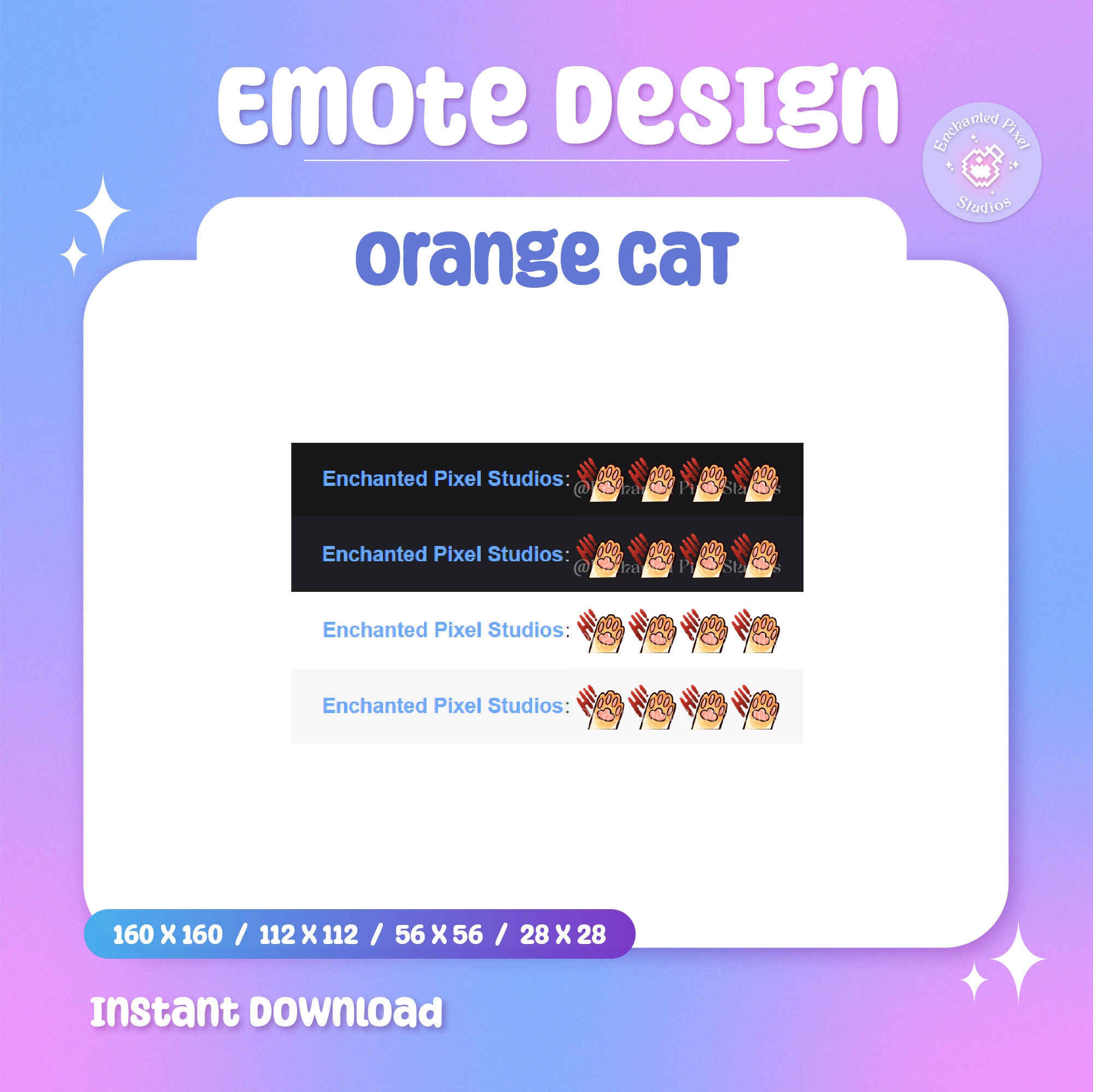 Hi Hello Paw Emote | Twitch Cute Chibi Cat Paw Emote | Orange Tabby Cat ...