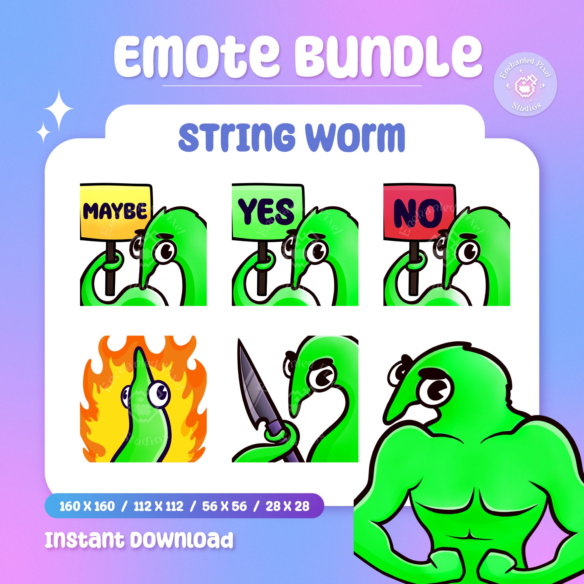Green String Worm Meme Emote Pack (6) | Funny Worm Memes for Twitch ...