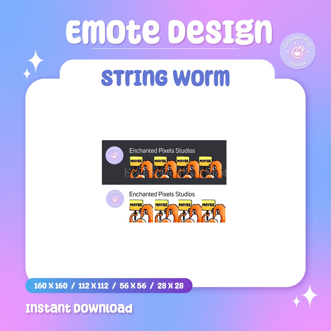 Twitch Meme Vote Emote String Worm Meme Emoji Cute Kawaii Chibi Orange ...
