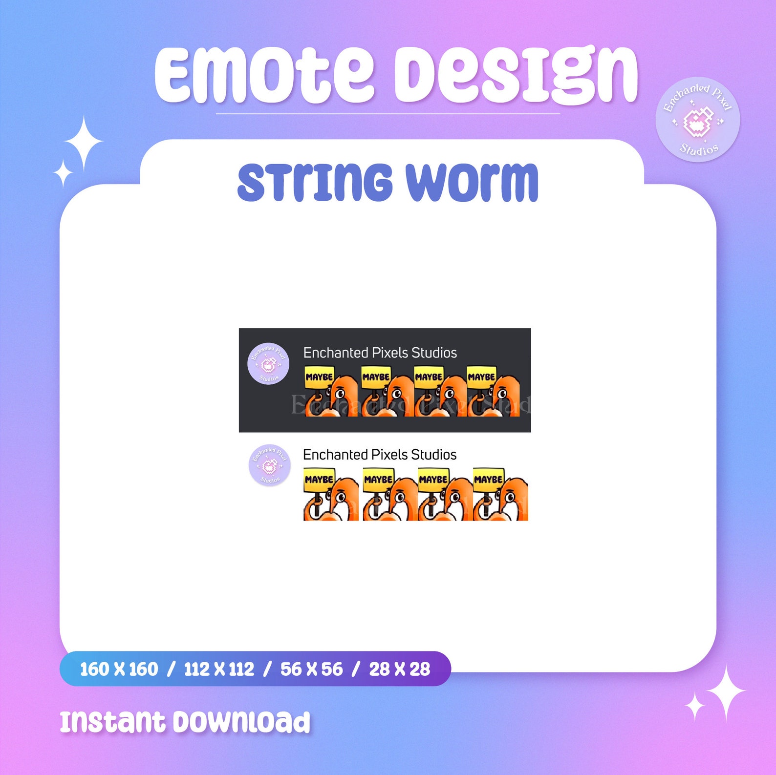 Twitch Meme Vote Emote String Worm Meme Emoji Cute Kawaii Chibi Orange ...