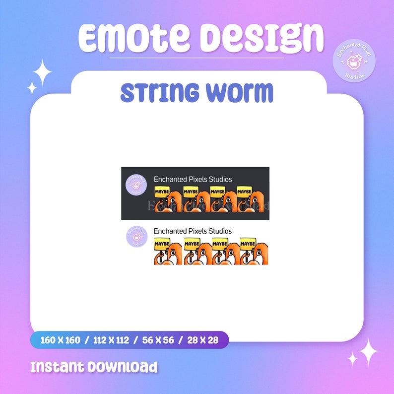 Twitch Meme Vote Emote String Worm Meme Emoji Cute Kawaii Chibi Orange ...