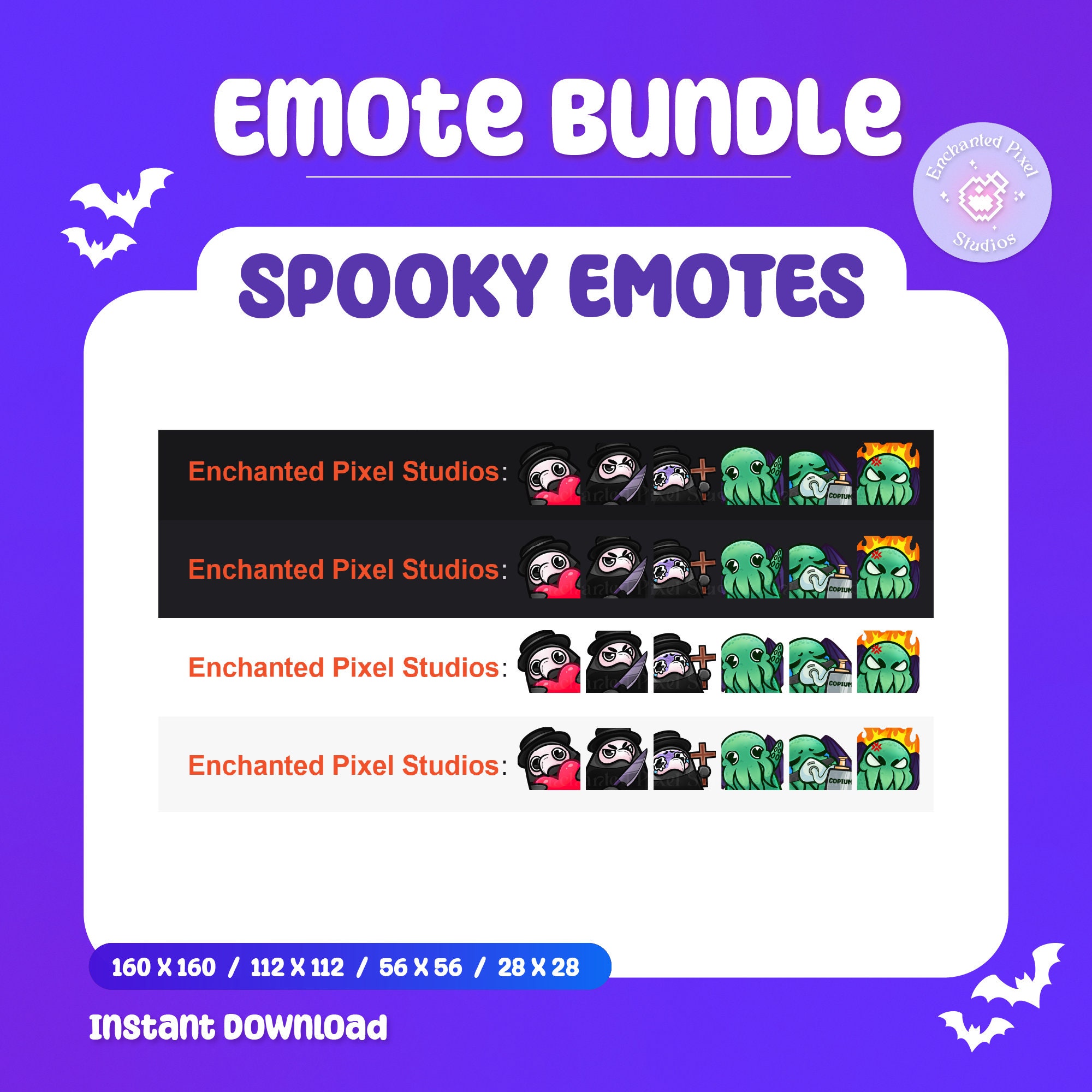 6 Spooky Horror Games Streamer Emotes | Chibi Cthulhu Plague Doctor ...
