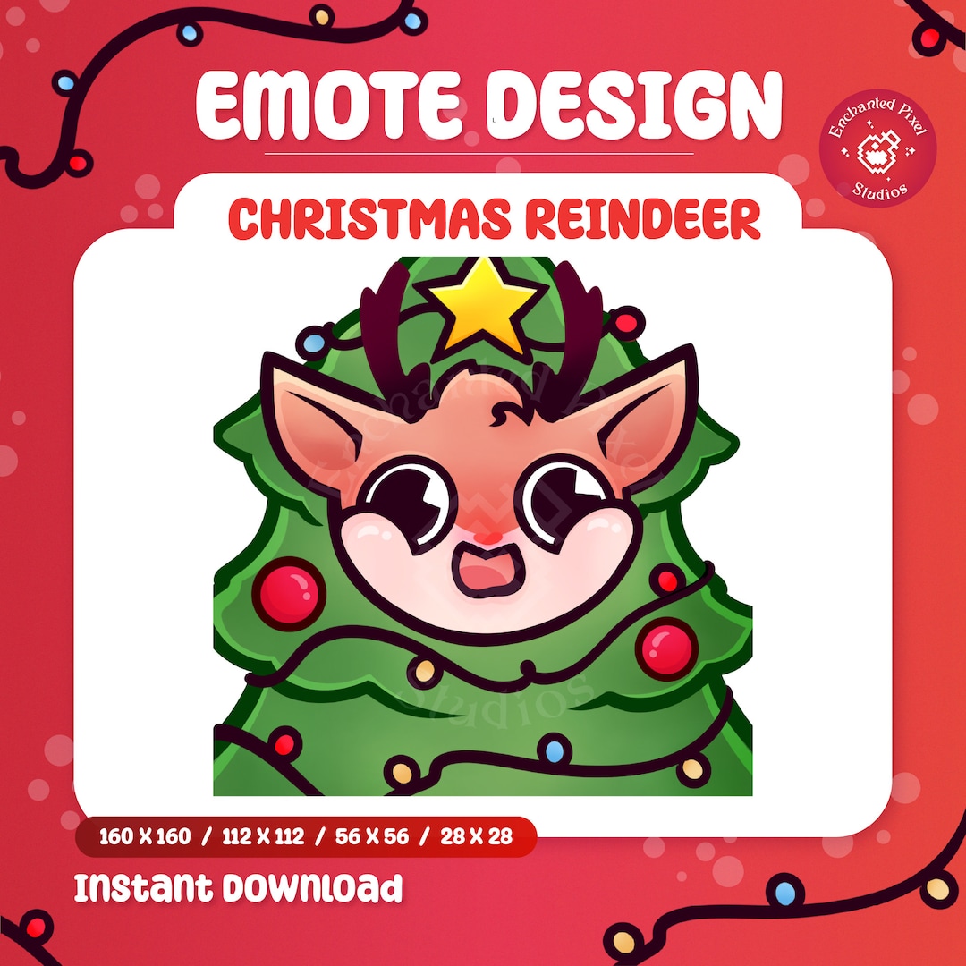 Christmas Tree Reindeer Twitch Emote Cute Chibi Reindeer Community ...