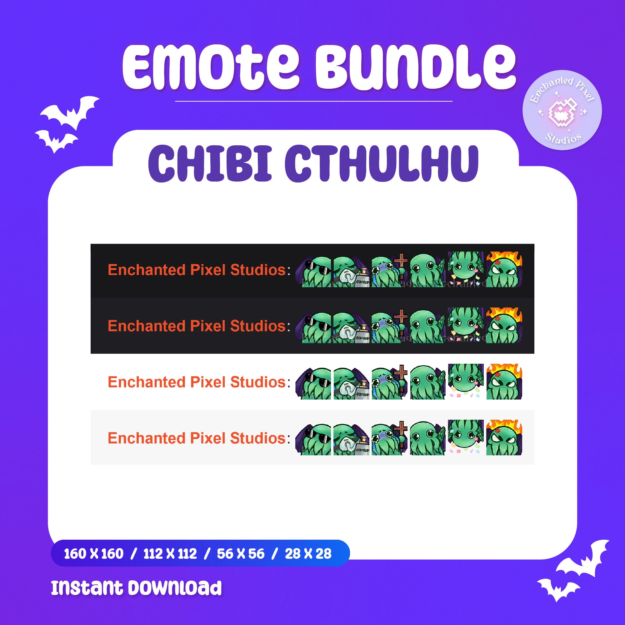 Chibi Cthulhu Emote Set (6) | Cute Horror Stream Emote Pack | Twitch ...
