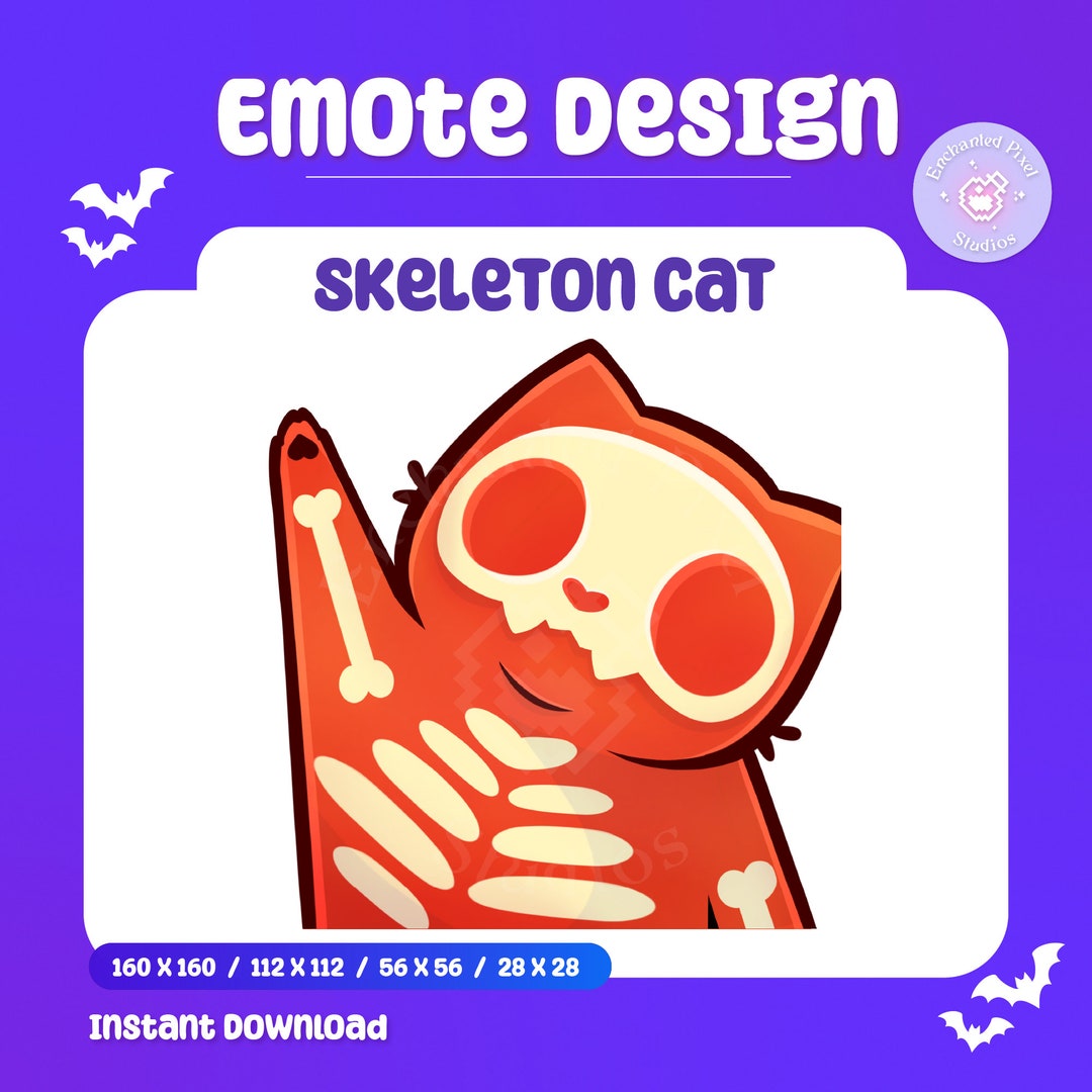 Hi / Hello Halloween Cat Emote | Orange Skeleton Kitty Spooky Emotes ...