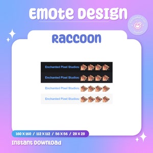 Kawaii Chibi Raccoon Emote | Twitch Trash Panda Emote | Animal Emote ...