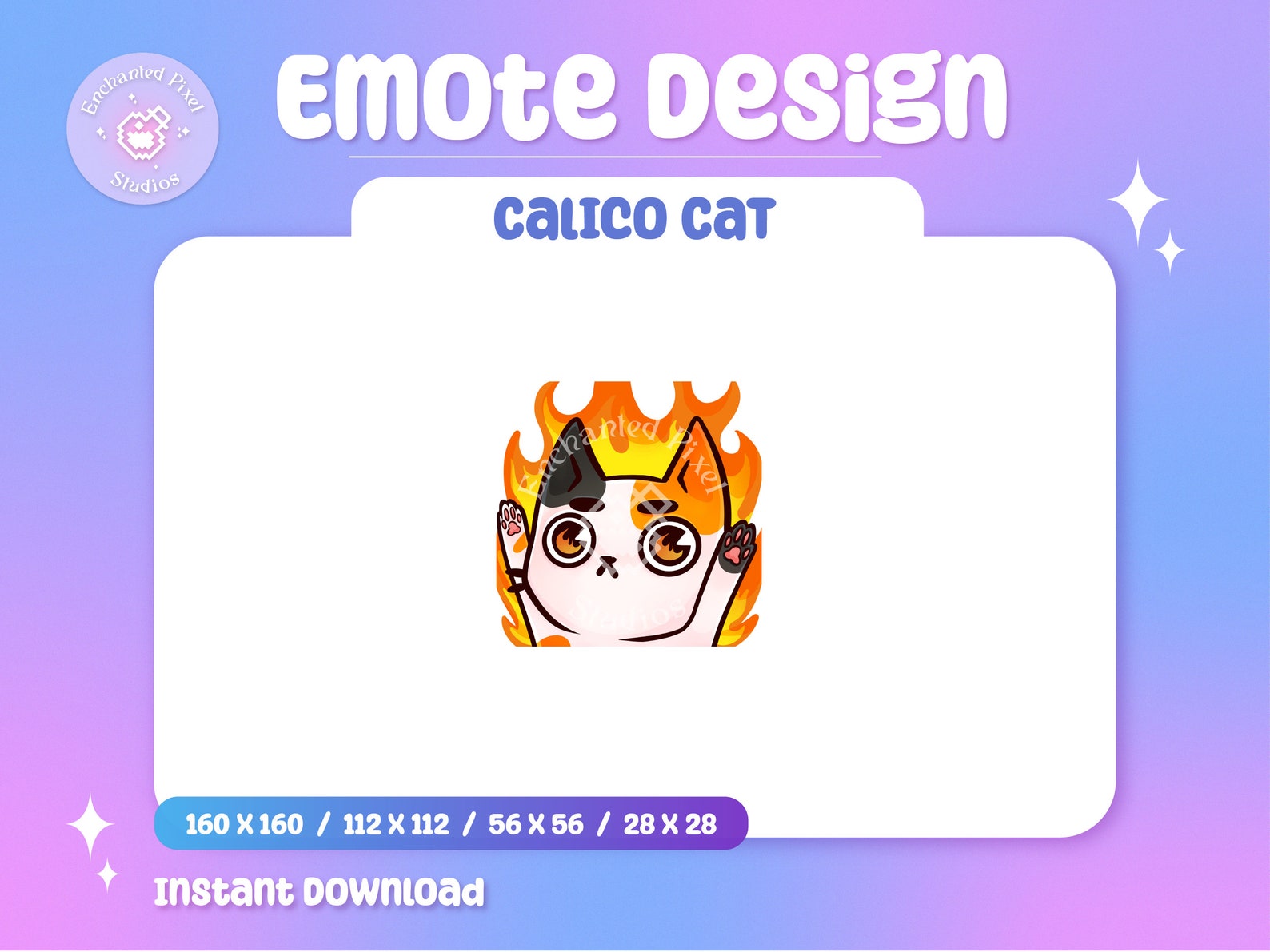 Let It Burn Meme Emote Fire Cat Emote Calico Cat Meme Emote Cute Calico ...