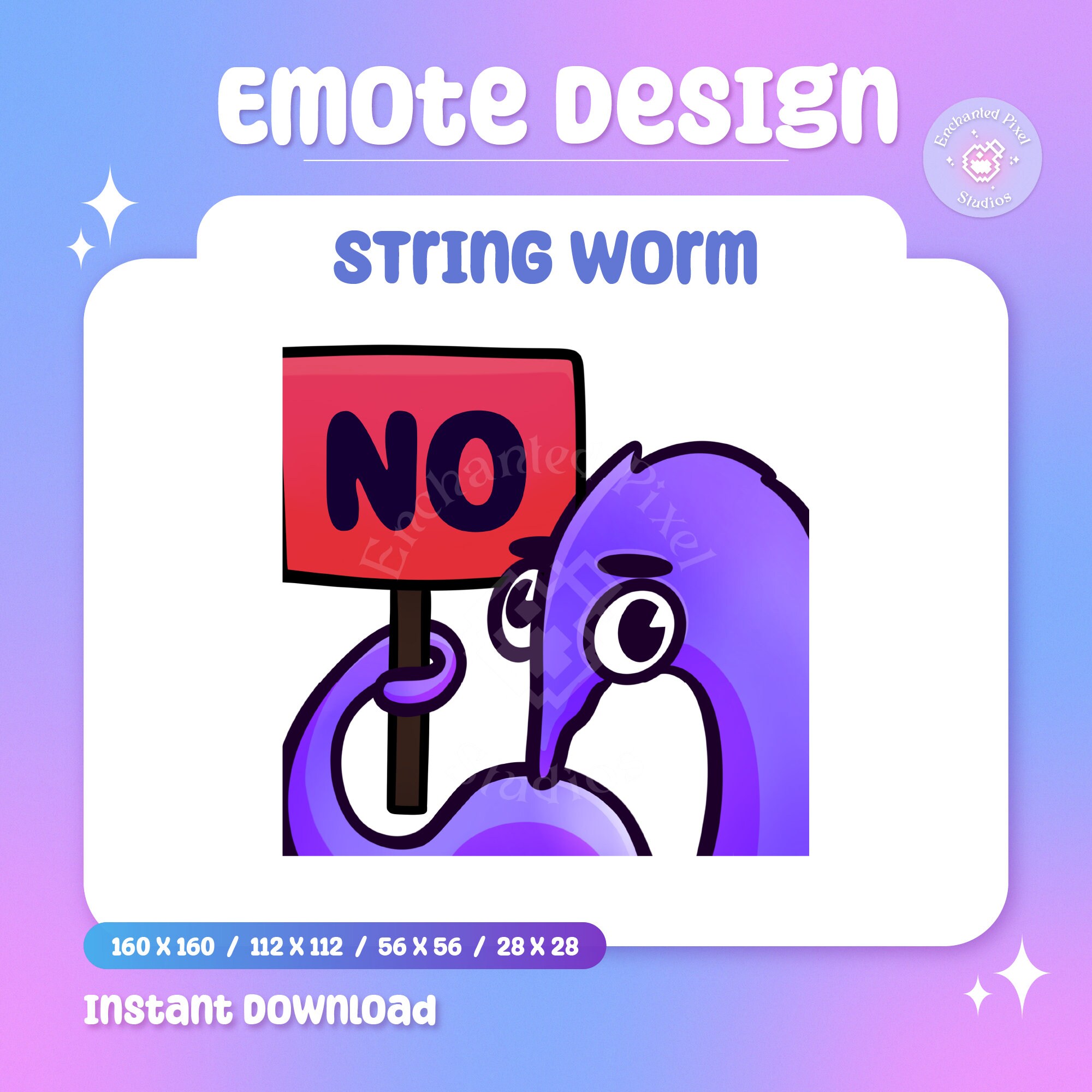 Meme Twitch Emote Purple String Worm Emoji for Discord Youtube Kick Red ...