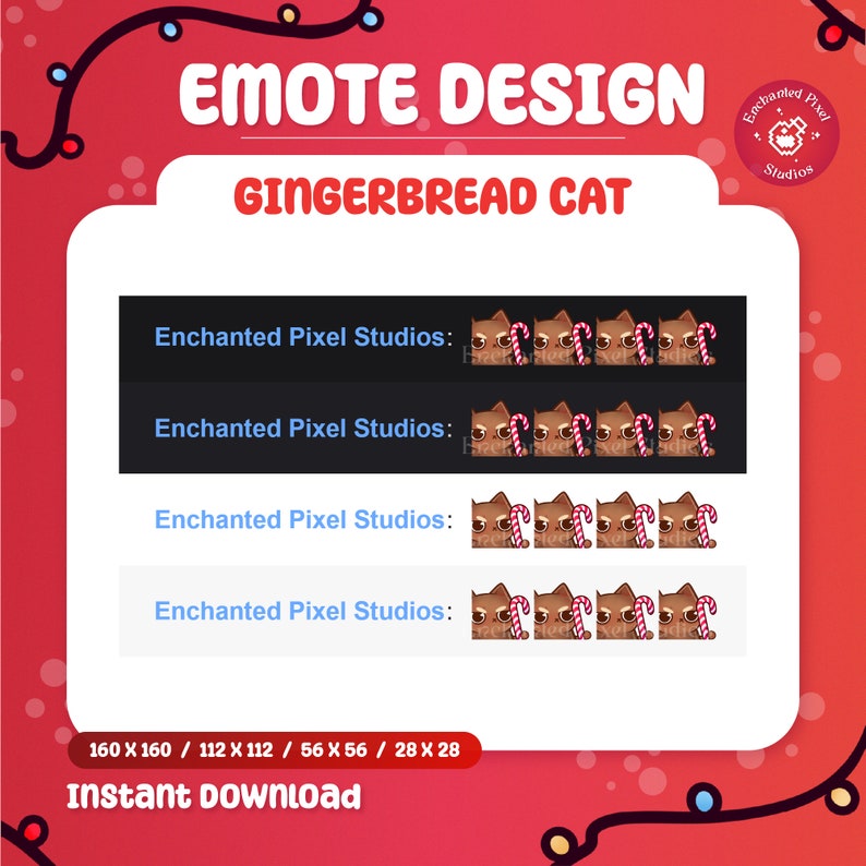 Gingerbread Cat Emote Cute Candy Cane Meme Christmas Twitch Emote ...