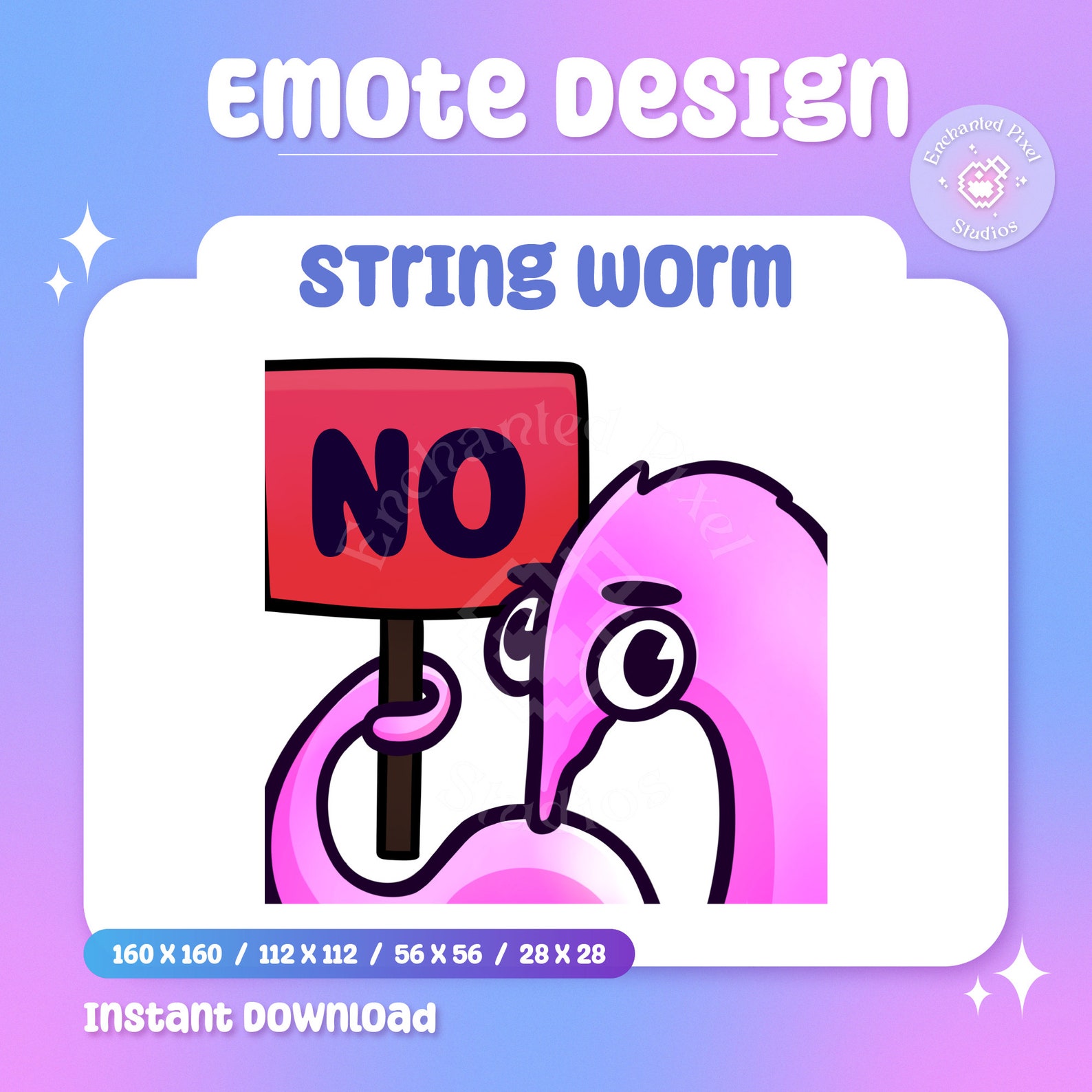 Meme Funny Twitch Emote Pink String Worm Emoji for Discord Kick Youtube ...