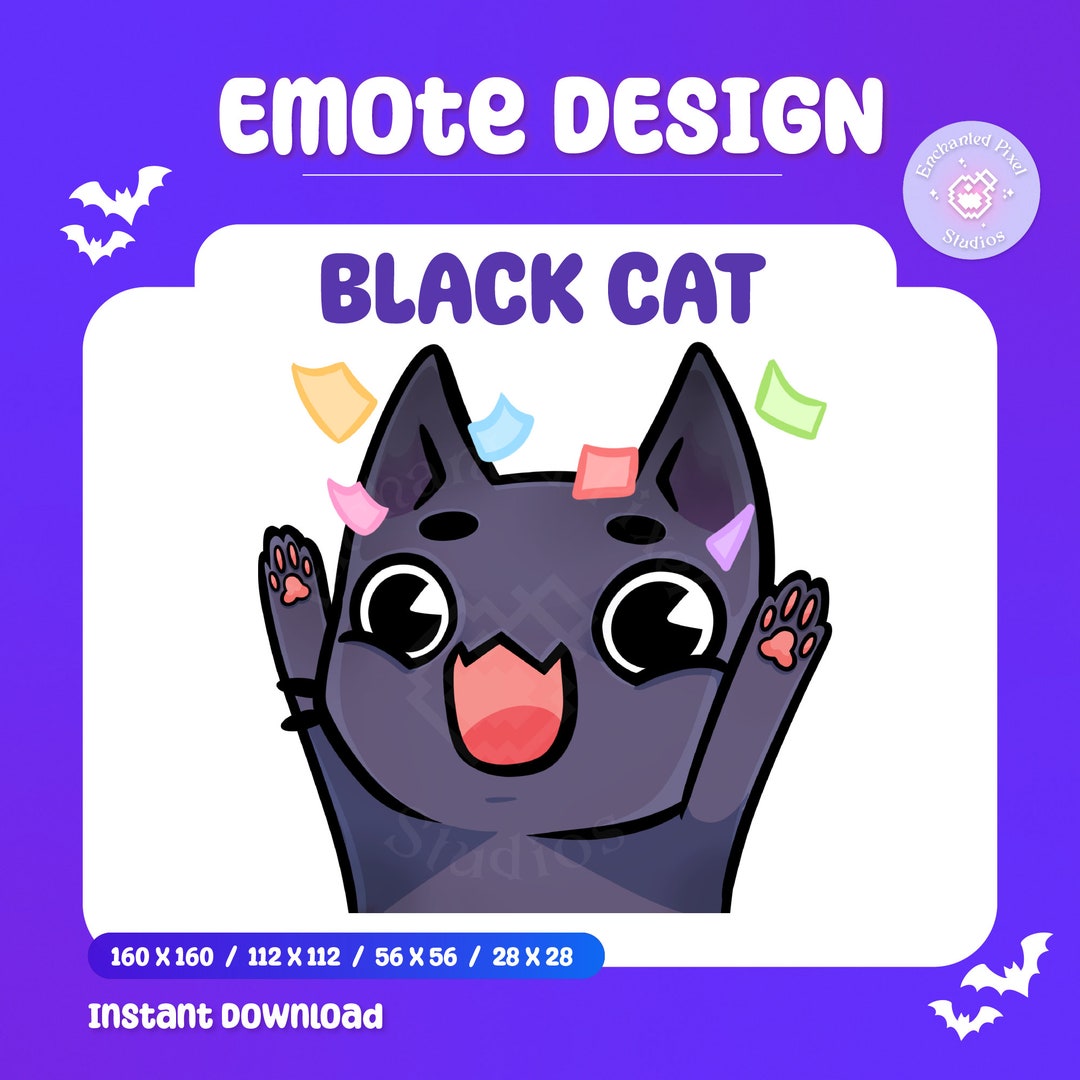 Hype Train Twitch Cat Emote | Cute Animal Hype Emoji | Black Chibi ...