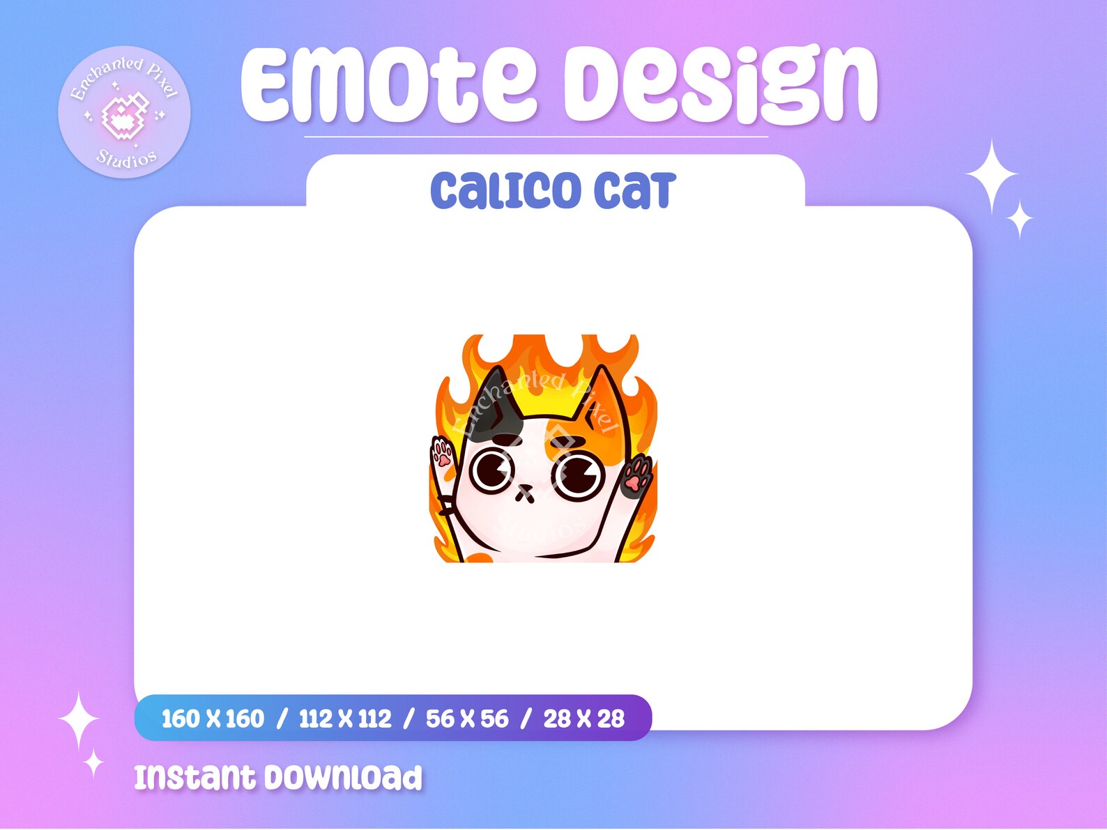 Let It Burn Cat Meme Emote Calico Cat Meme Emote Fire - Etsy