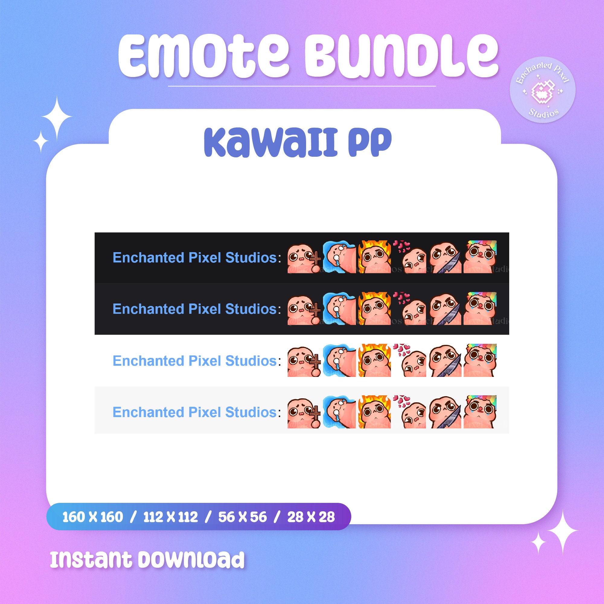 Kawaii PP Meme Twitch Emote Pack 6 Funny Peen Stream Emotes Discord ...