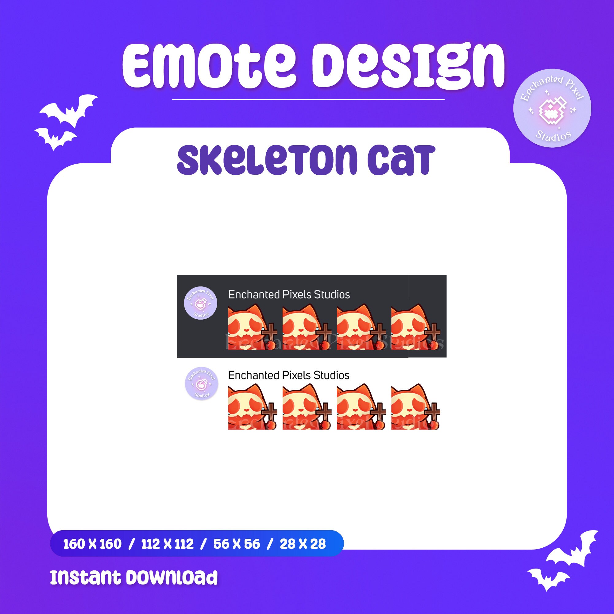 Halloween Meme Emote | Spooked Skeleton Cat With Cross Meme Funny ...