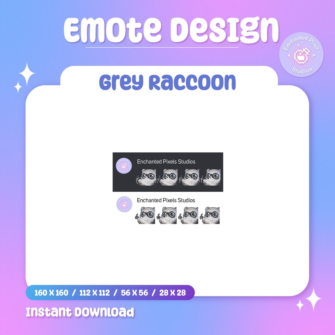 Chibi Raccoon Emote| GG Emote | Kawaii Cute Trash Panda Emoji | Ready ...