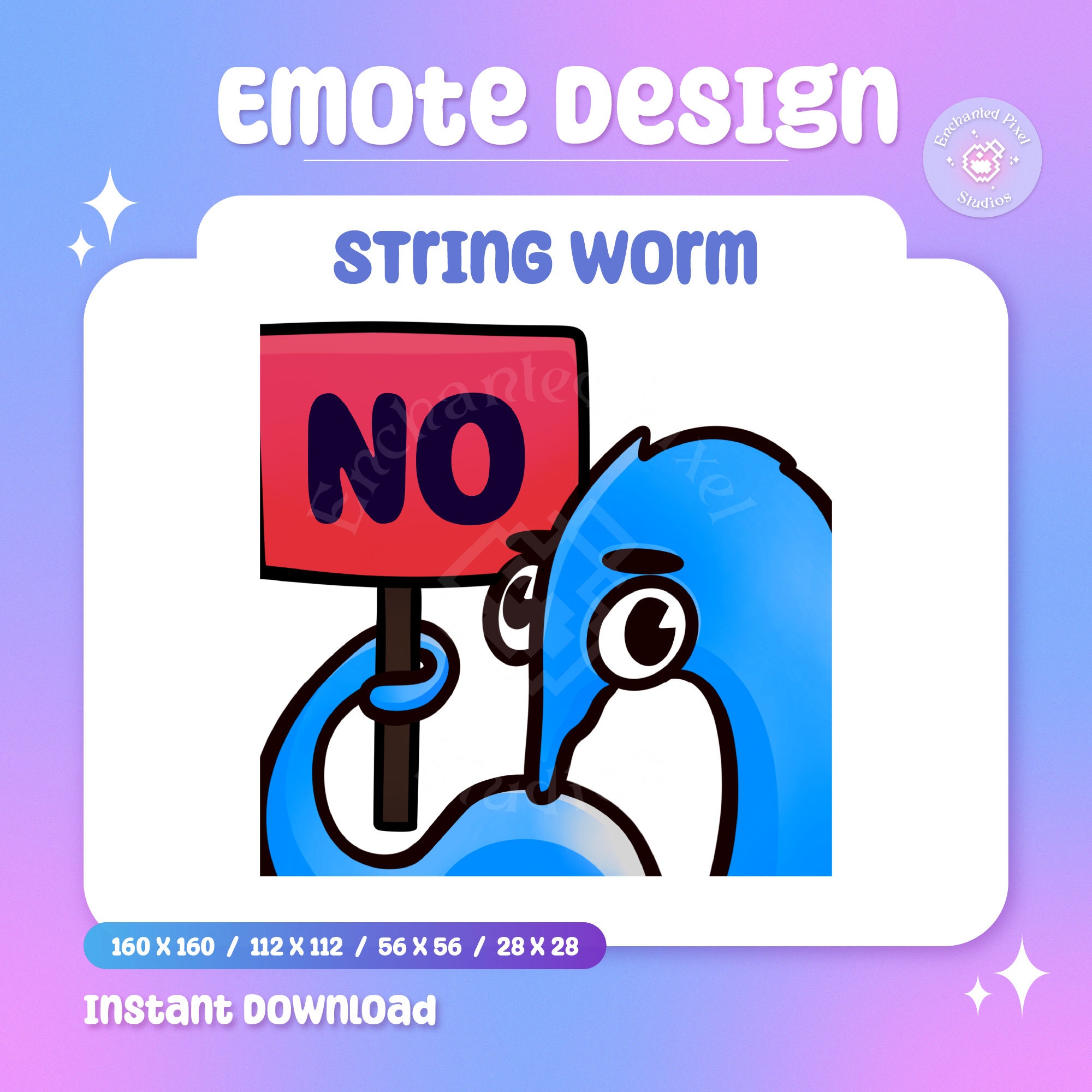 Meme Funny Twitch Emote Blue String Worm Emoji for Discord - Etsy