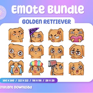 Golden Retriever Emote Pack | Dog Emotes | Goldie Twitch Emote ...