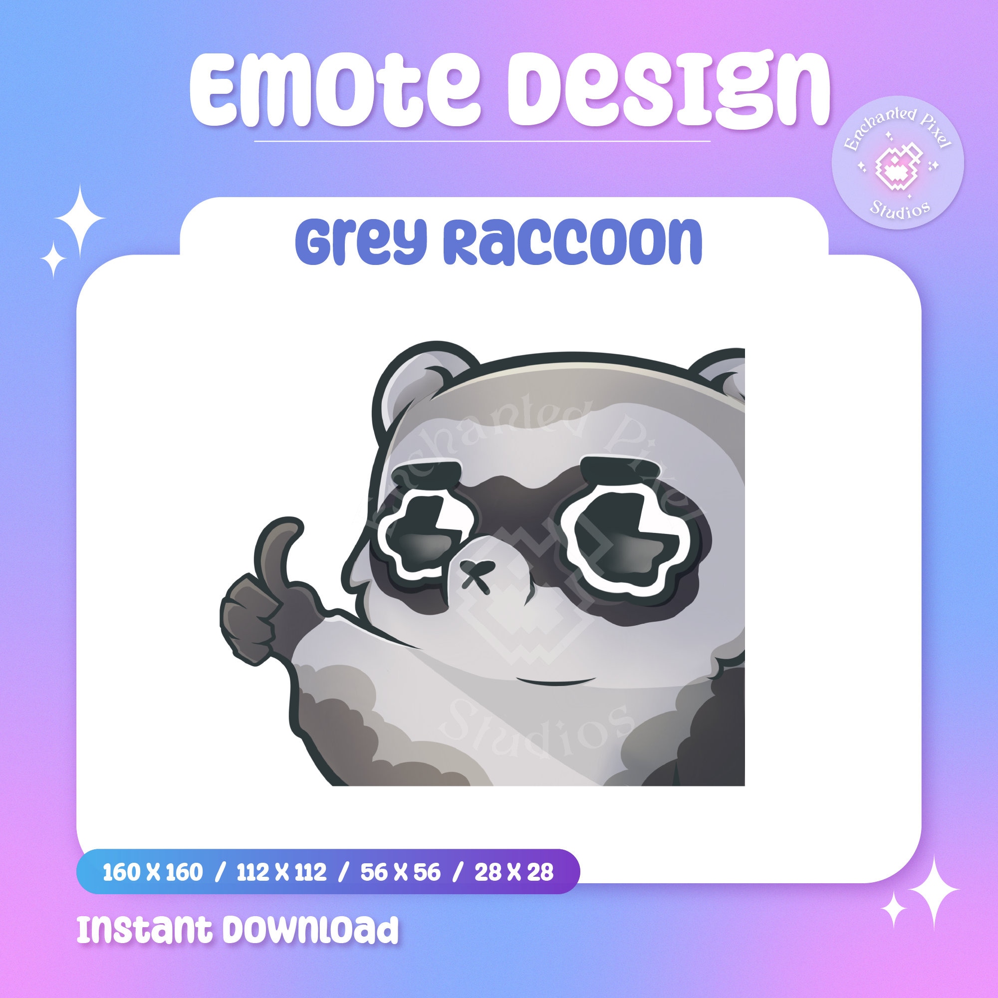 Chibi Raccoon Emote| GG Emote | Kawaii Cute Trash Panda Emoji | Ready ...
