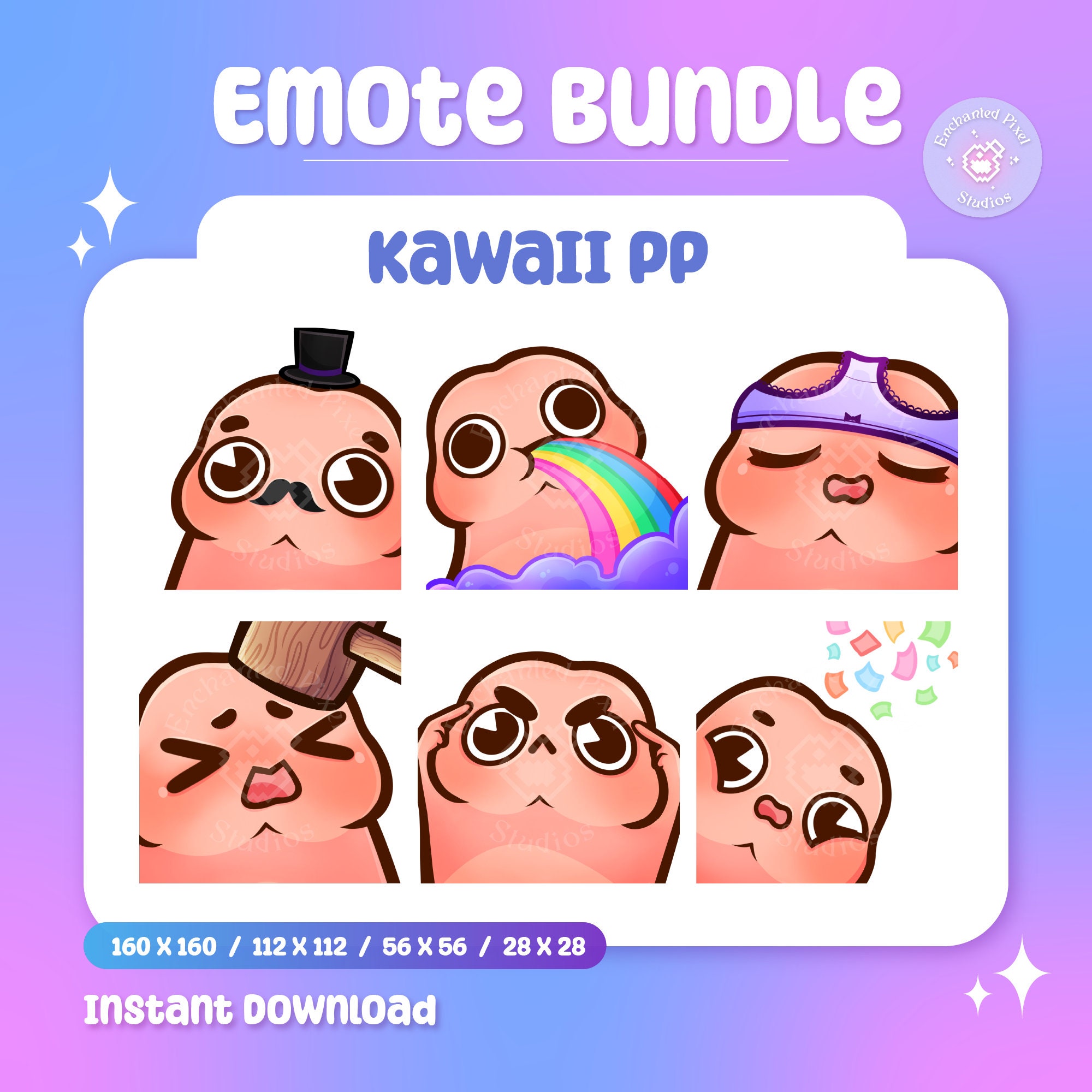 Kawaii PP Meme Emote Pack 6 Meme Twitch Emotes Gasm Bonk Hype Funny ...