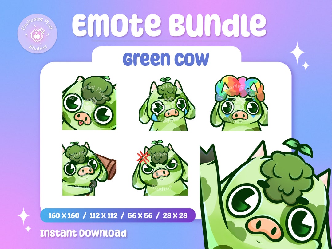 Cow Emote Bundle | Cute Emote Pack | Kawaii Emote Pack | Sub Emotes ...