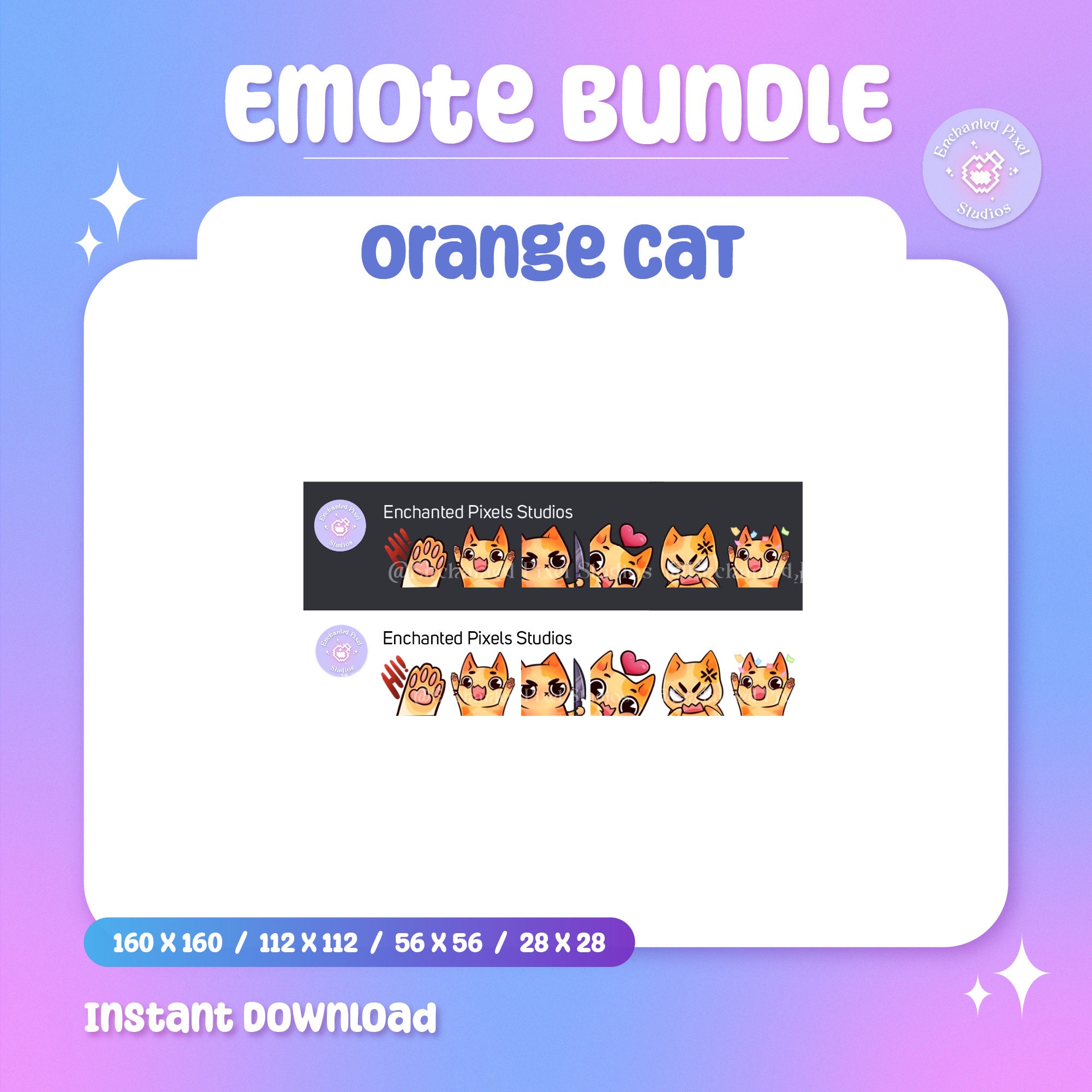 Kawaii Orange Tabby Cat Twitch Emoji Pack 6 Cute Chibi Cat - Etsy