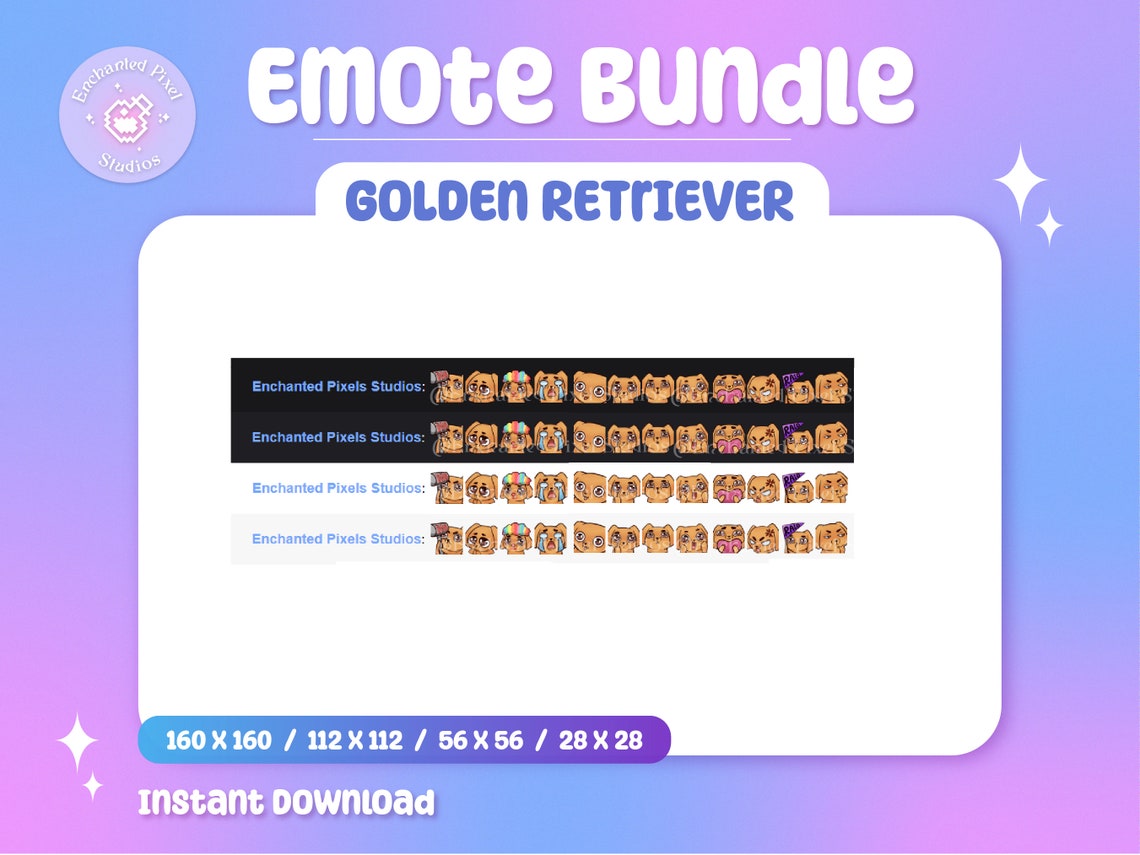 Golden Retriever Emote Pack | Dog Emotes | Goldie Twitch Emote ...