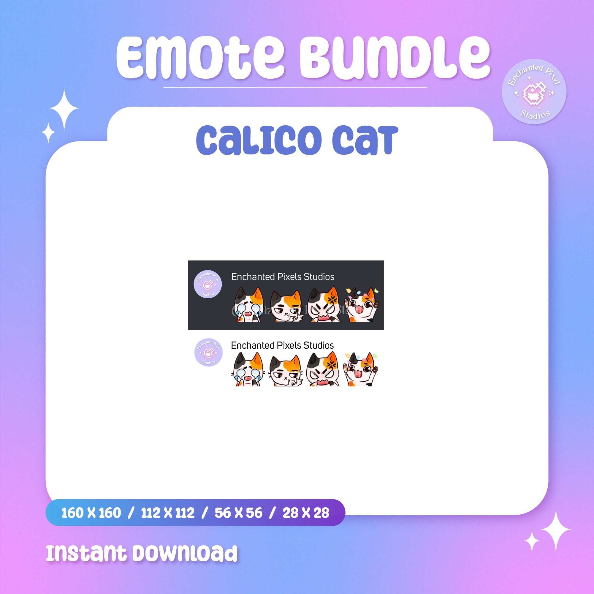 Calico Cat Meme Emote Twitch Pack Crying Cat Emote, Hype, Rage Emote ...