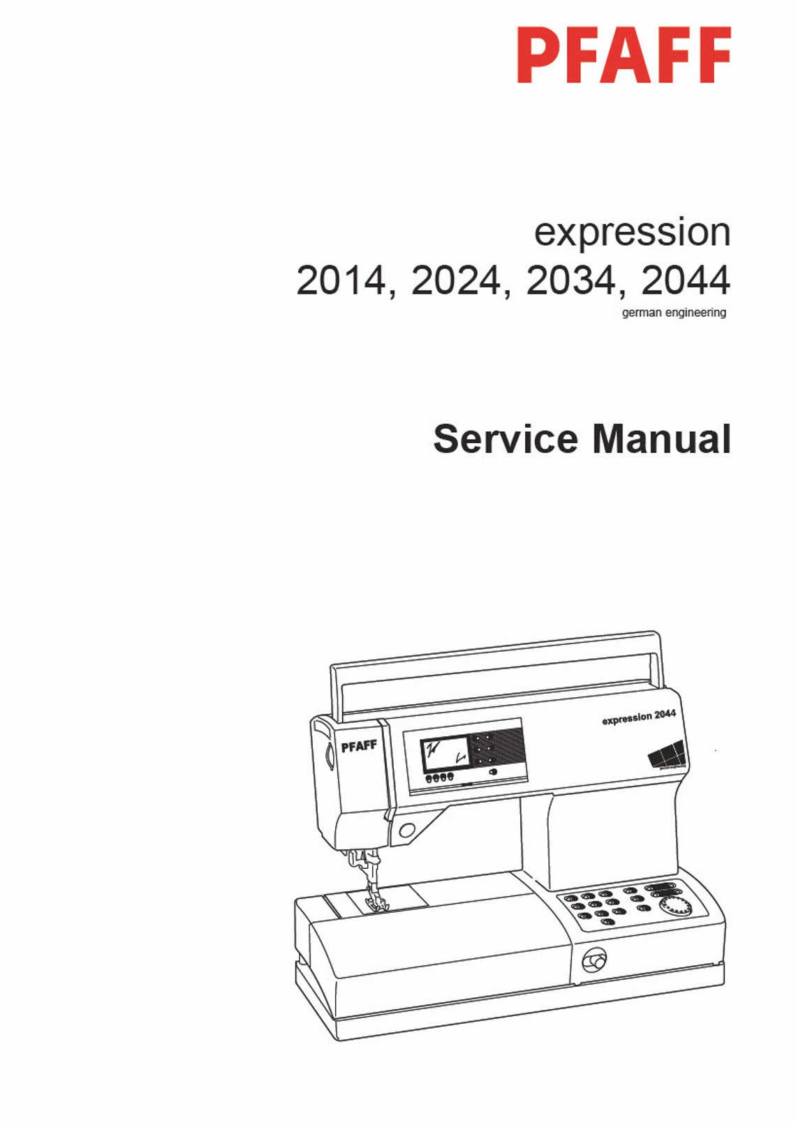 PFAFF Expression 2014 2024 2034 2044 Repair / Service Manual - Etsy