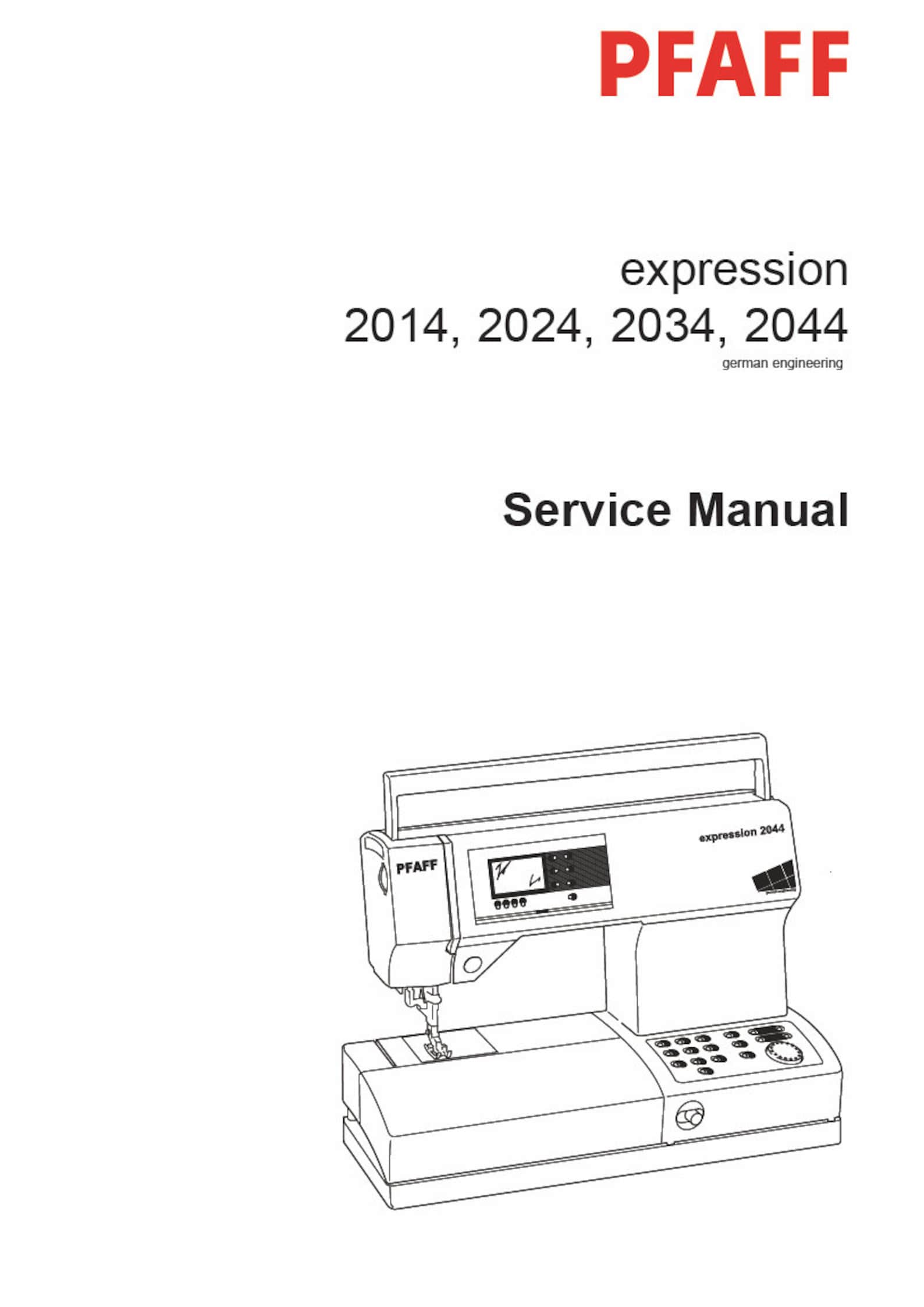 PFAFF Expression 2014 2024 2034 2044 Repair / Service Manual - Etsy
