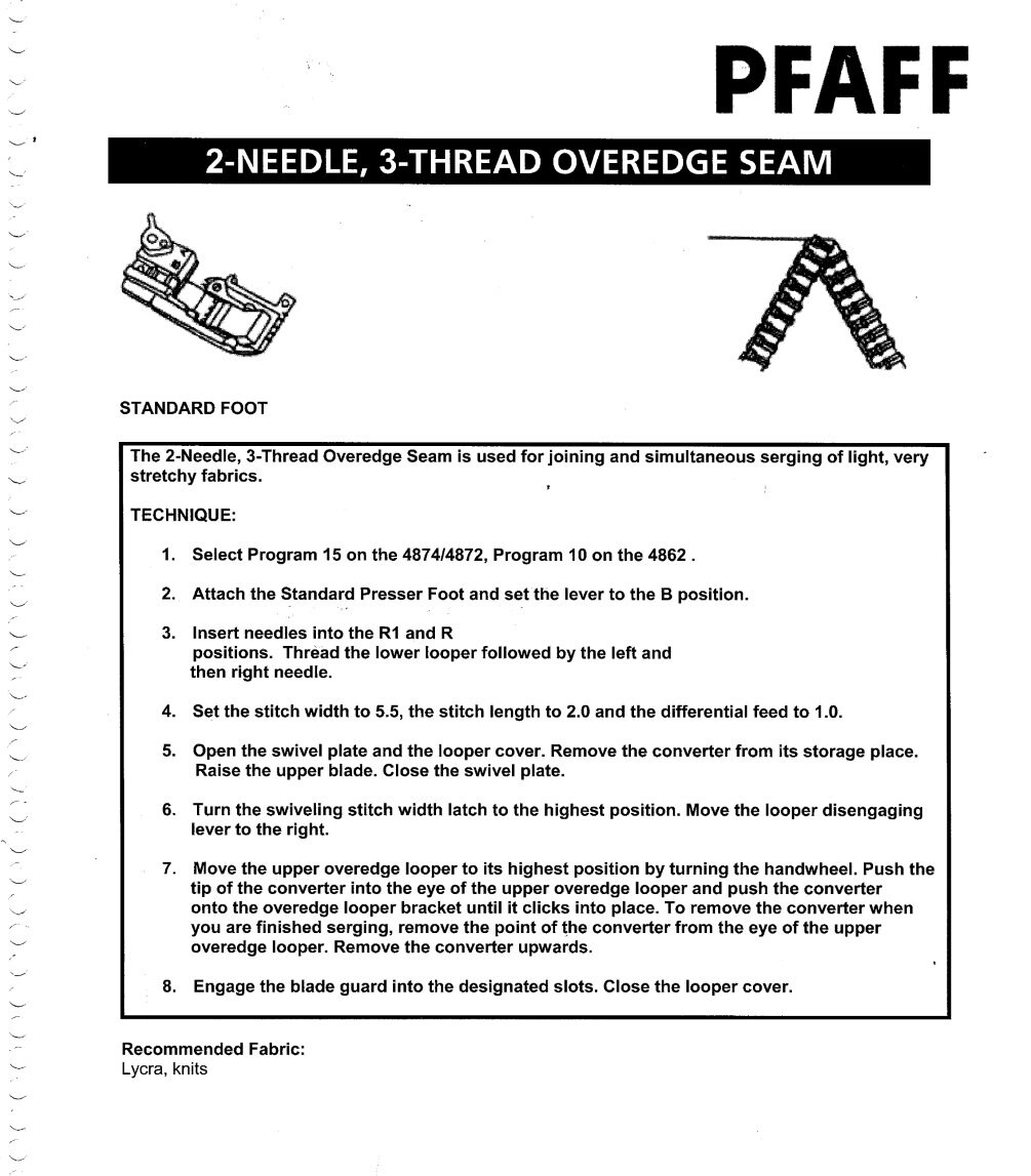 PFAFF Coverlock 4862 4872 4874 Owner's Handbook - Etsy