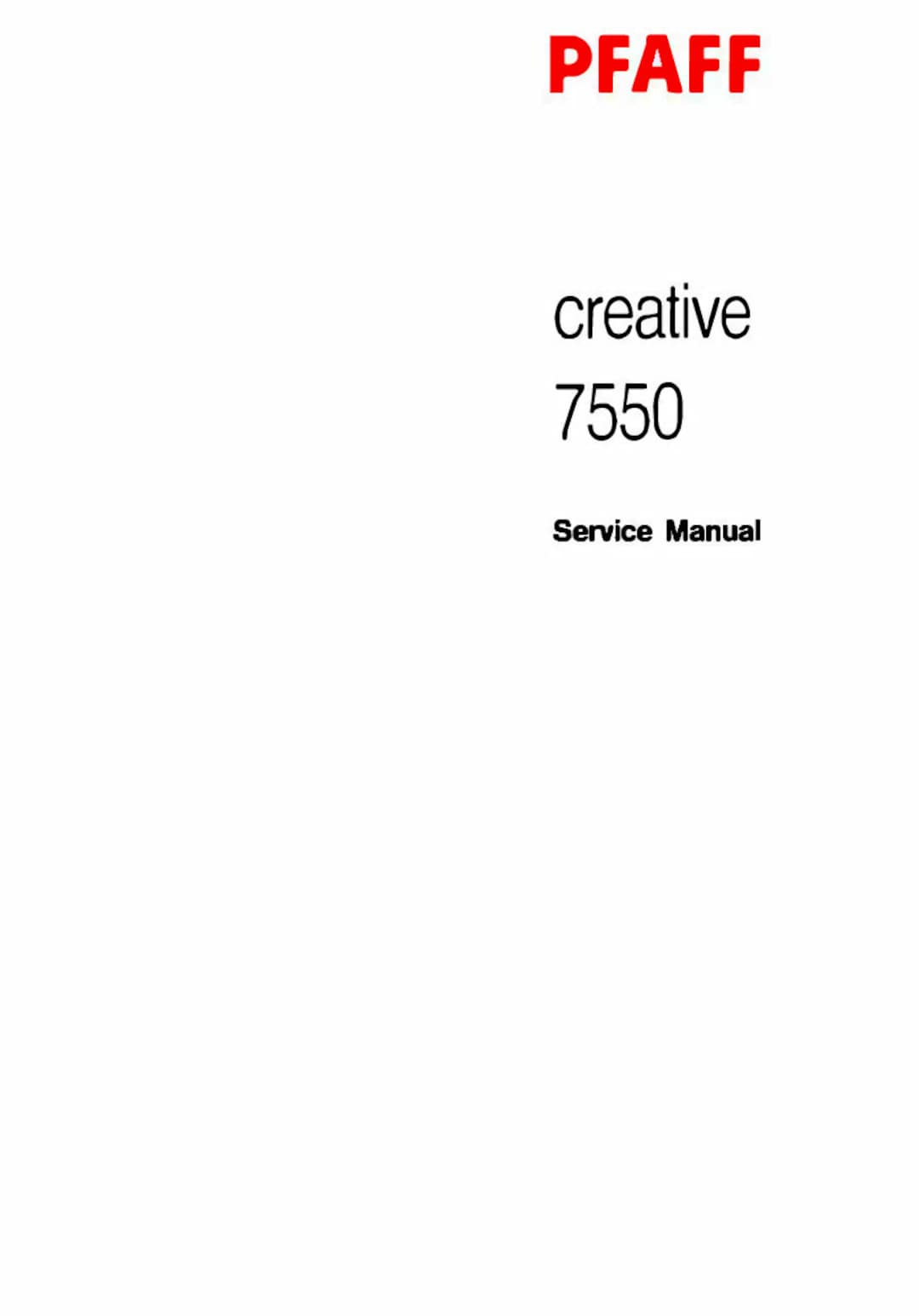 PFAFF Creative 7550 7530 7510 Machine Repair / Service Manual - Etsy