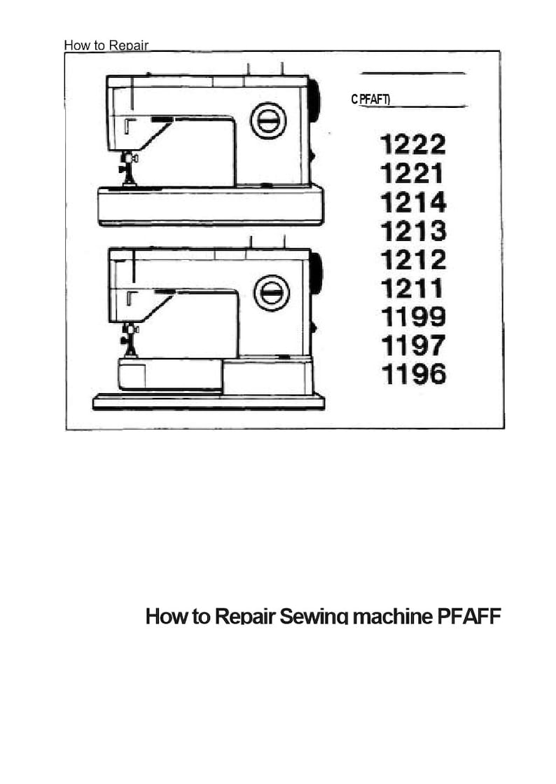 PFAFF 1196 - 1222 1100/1200 Series Repair / Service Manual - Etsy