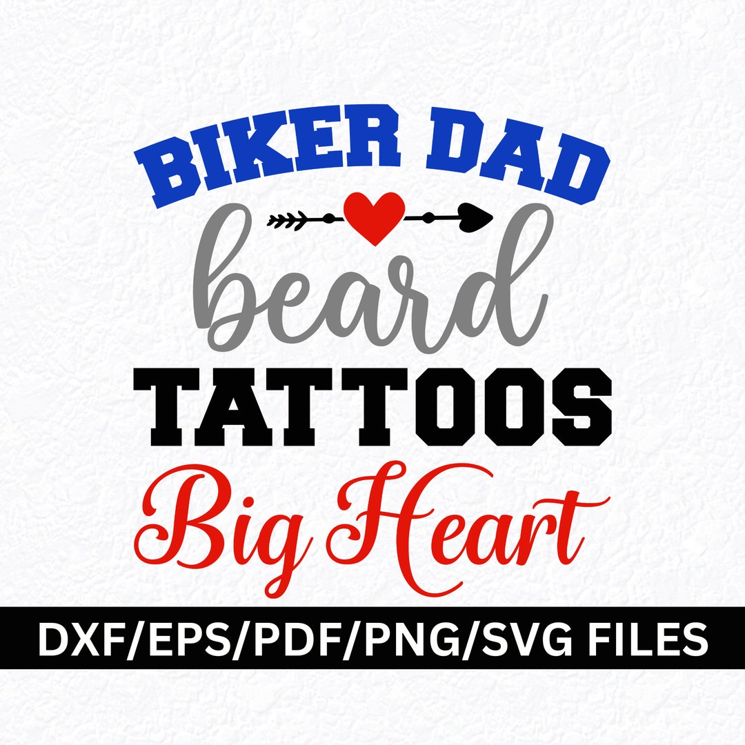 Biker Dad SVG PNG, Bearded Dad SVG, Motorcycle Dad Svg, Tattoo Dad Svg ...