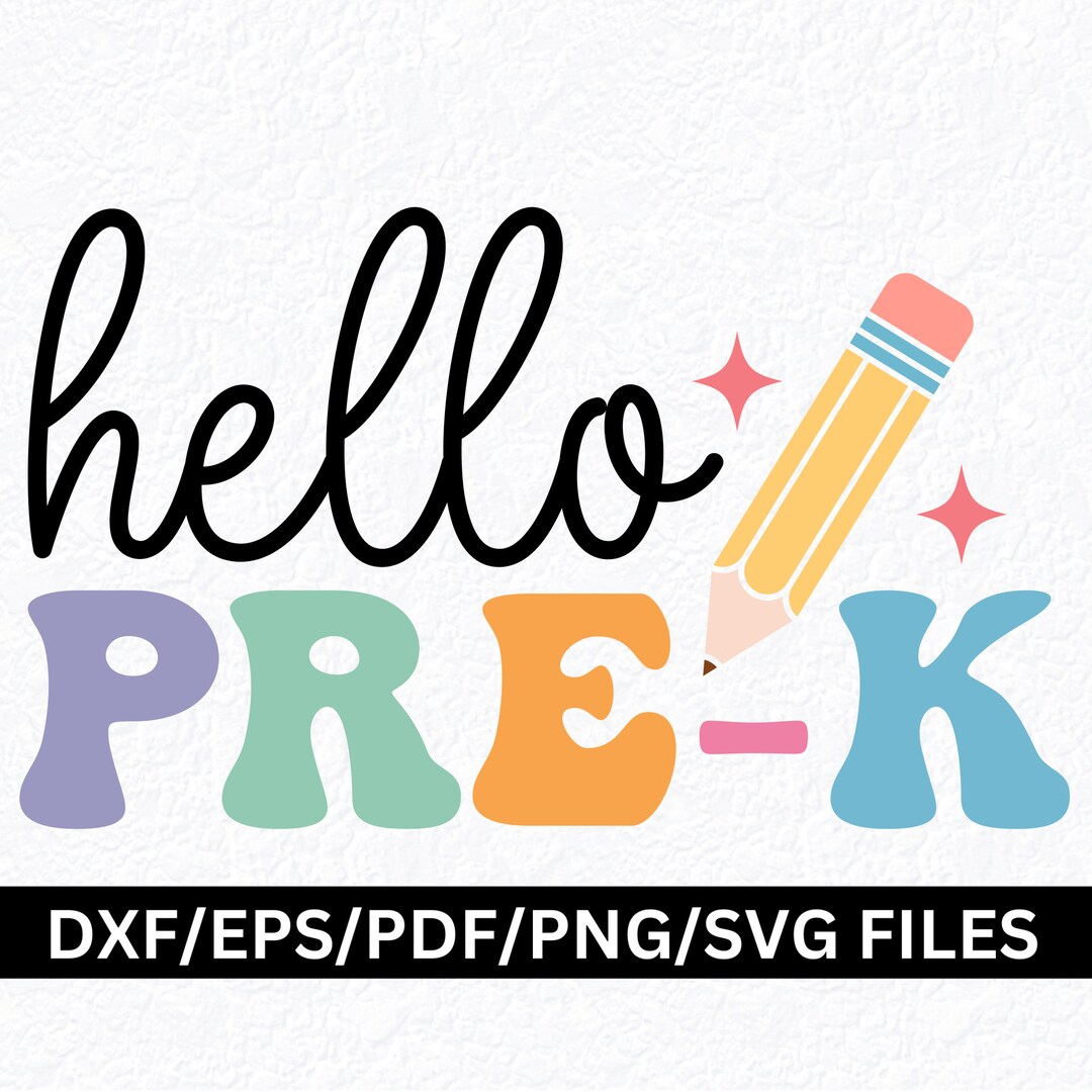 Hello Pre-k SVG PNG Back to School Shirt T-shirt for Boys Girls ...