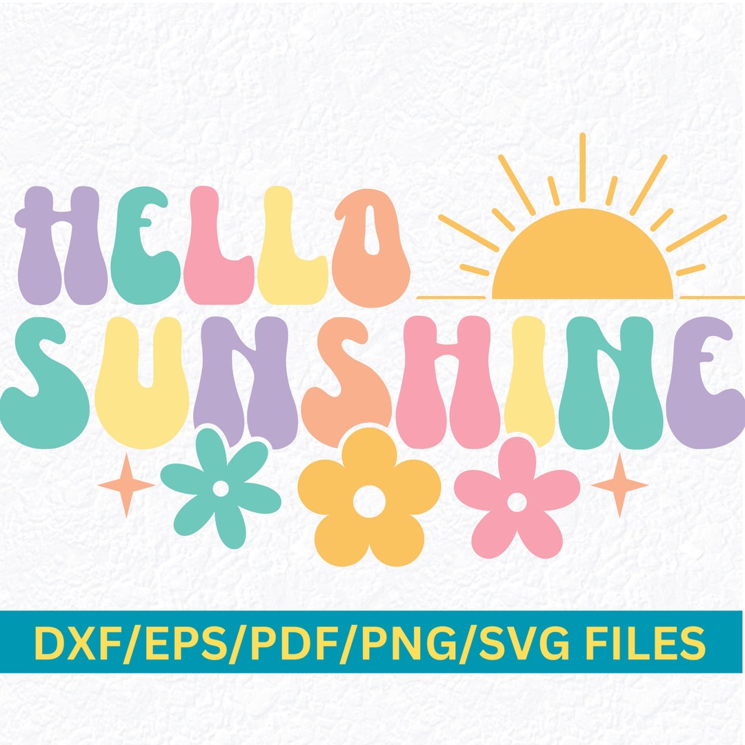 Hello Sunshine SVG PNG, Retro Sunshine PNG Svg, Summer Svg, Hello ...