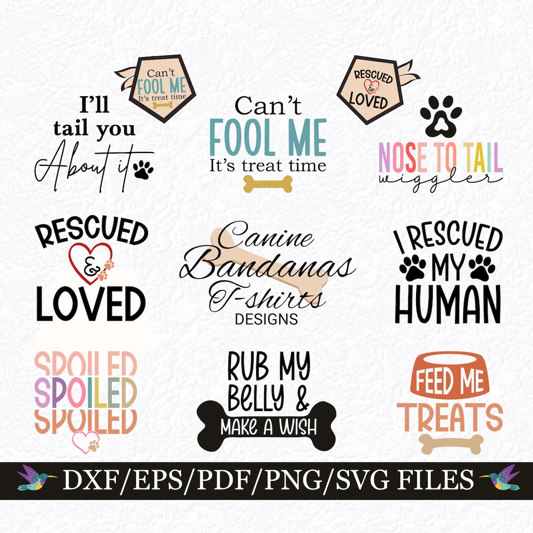 Dog Bandana Designs Funny Dog SVG Bundle Dog Phrases Cute Doggie T ...